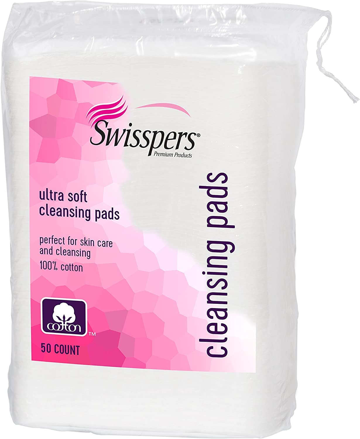 Swisspers Premium Ultra Soft Facial Cleansing Cotton Pads 50 ea (Pack of 4)