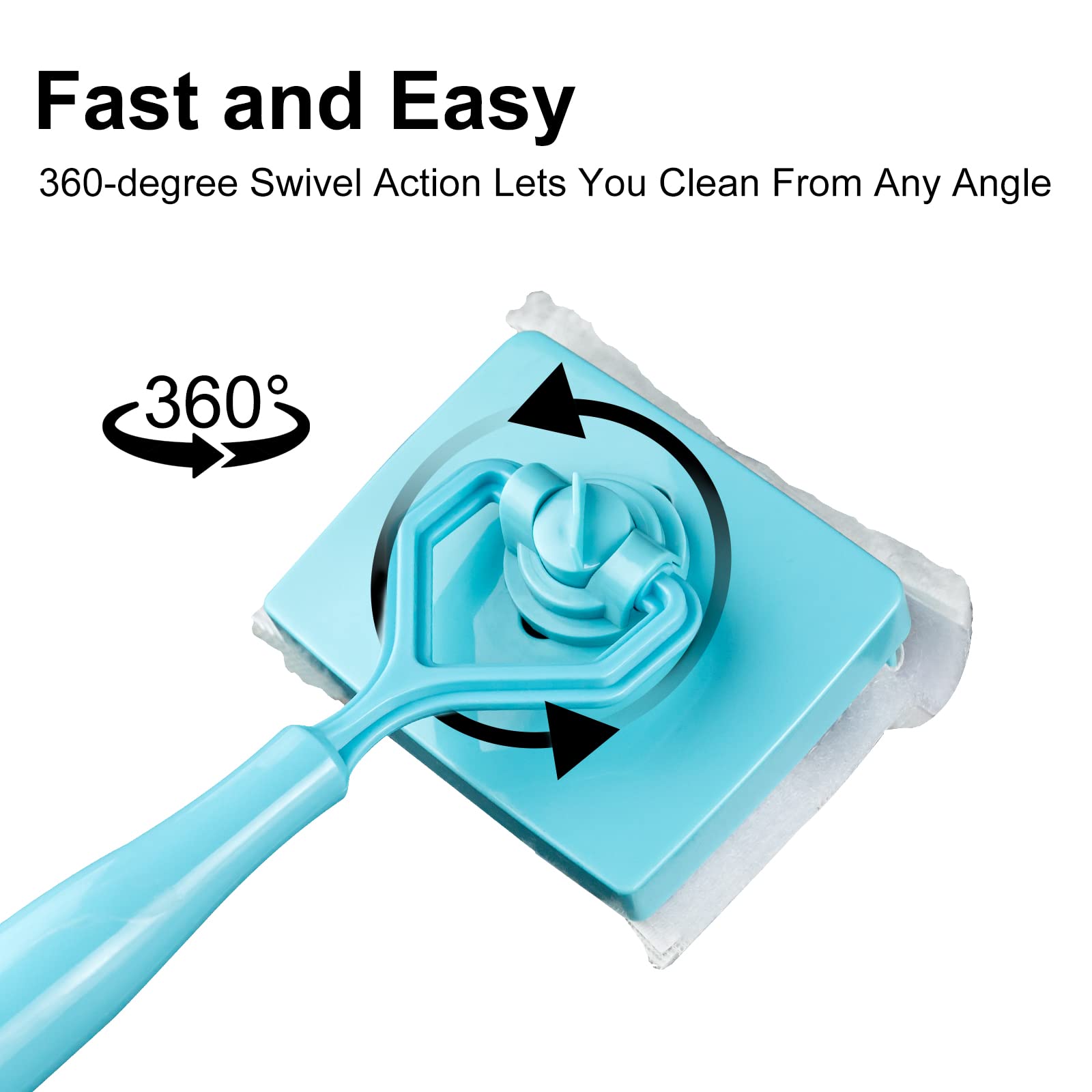 Baseboard Cleaner Tool with Handle, Molding Cleaning Tool, Baseboard Duster for Wall Cleaning with Extension Pole 51.5" and 2 Reusable Mop Cleaning Pads for Household, Wall, Kitchen Cleaning