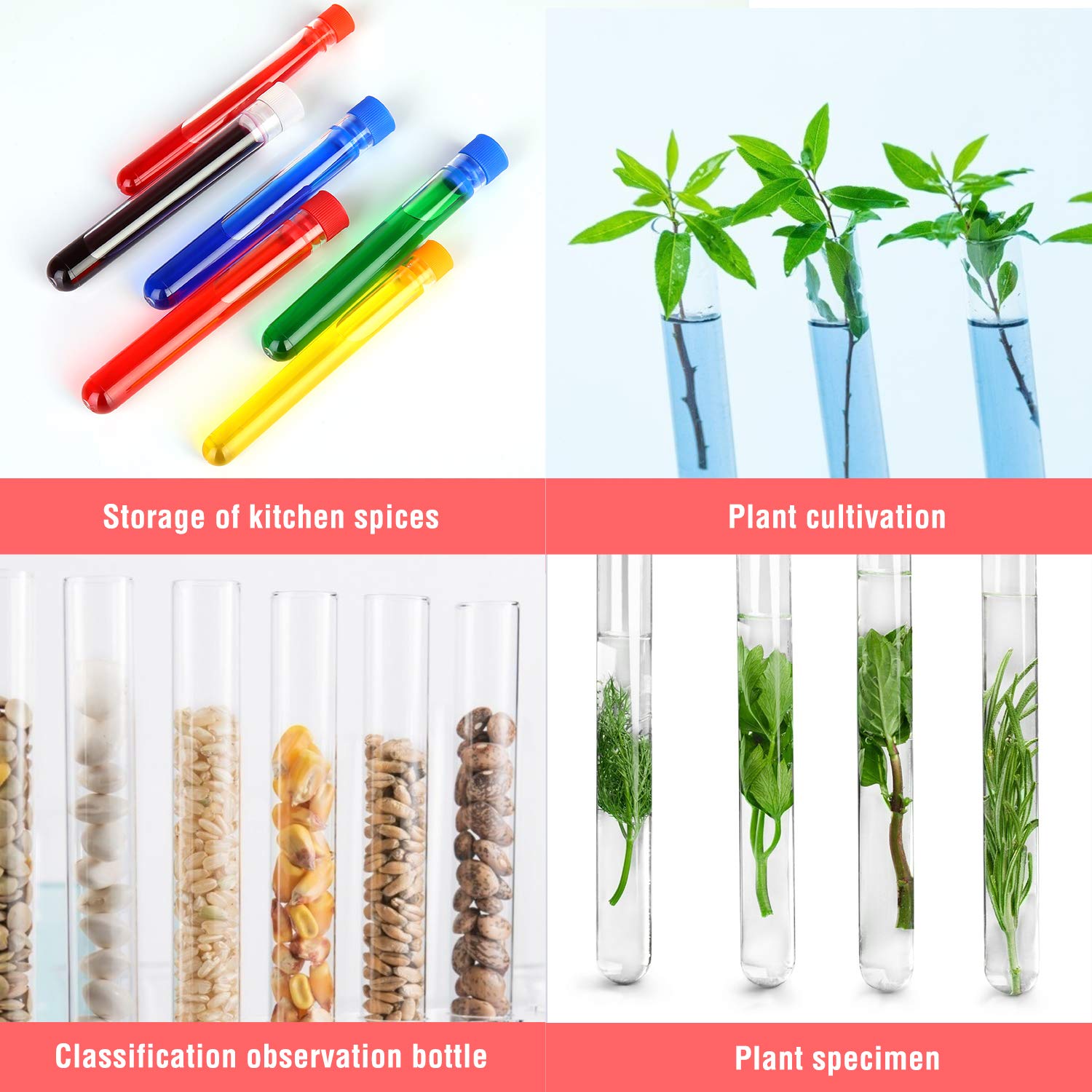 TEKEFT 2 Pack Plastic Test Tube Set with Caps and Rack Scientific Experiment Toys for Children