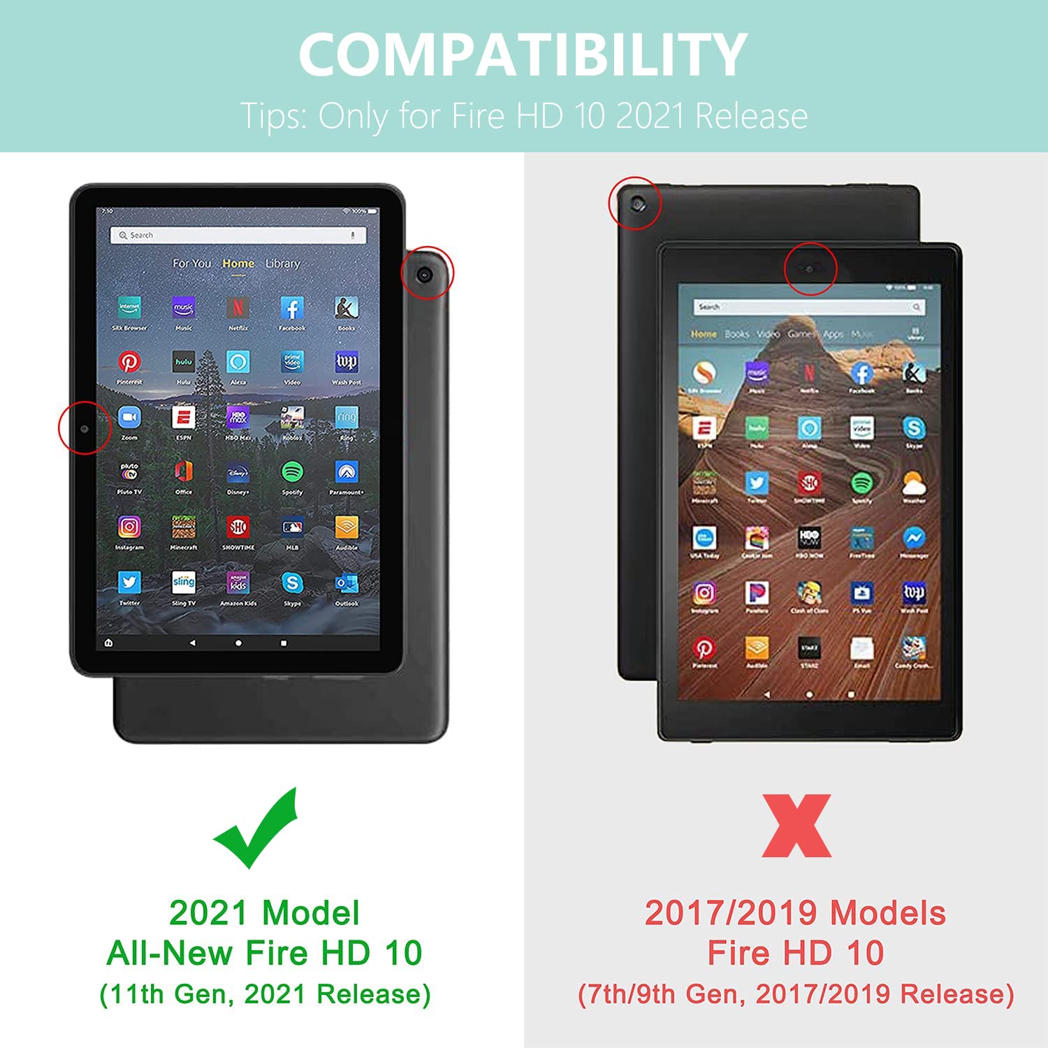 All-New Amazon Kindle Fire HD 10 Tablet Case & Fire HD 10 Plus Case(11th Generation, 2021 Release) 10.1" - PU Leather Trifold Stand Cover Ultra Lightweight Slim Shell Stand Cover Auto Wake/Sleep