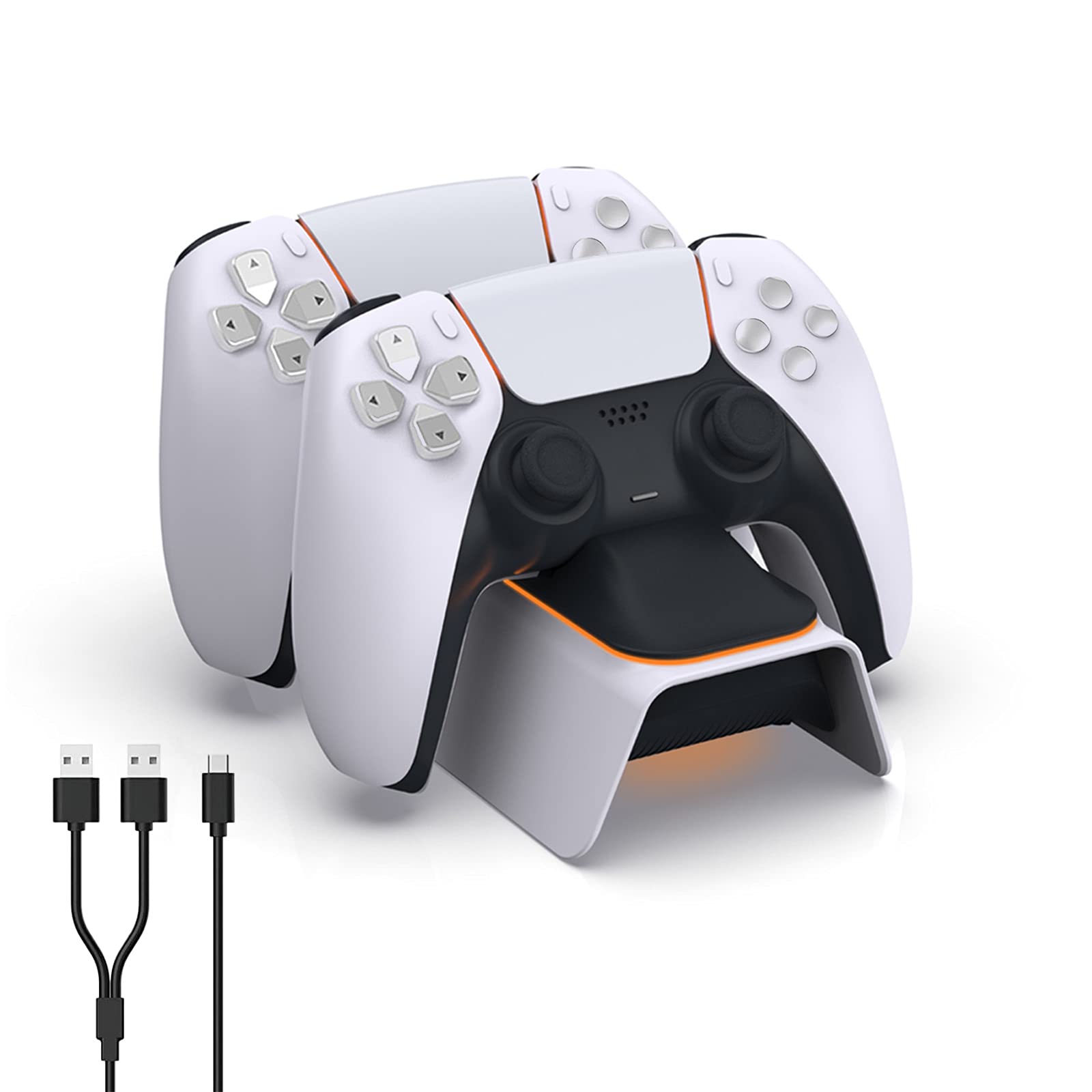 Controller Charging Station, SEVENKA Charger Dock, Fast Charging Stand Compatible with PlayStation 5/PS5 Dualsense Controller, Dual USB C Fast Charging for Dual Controller