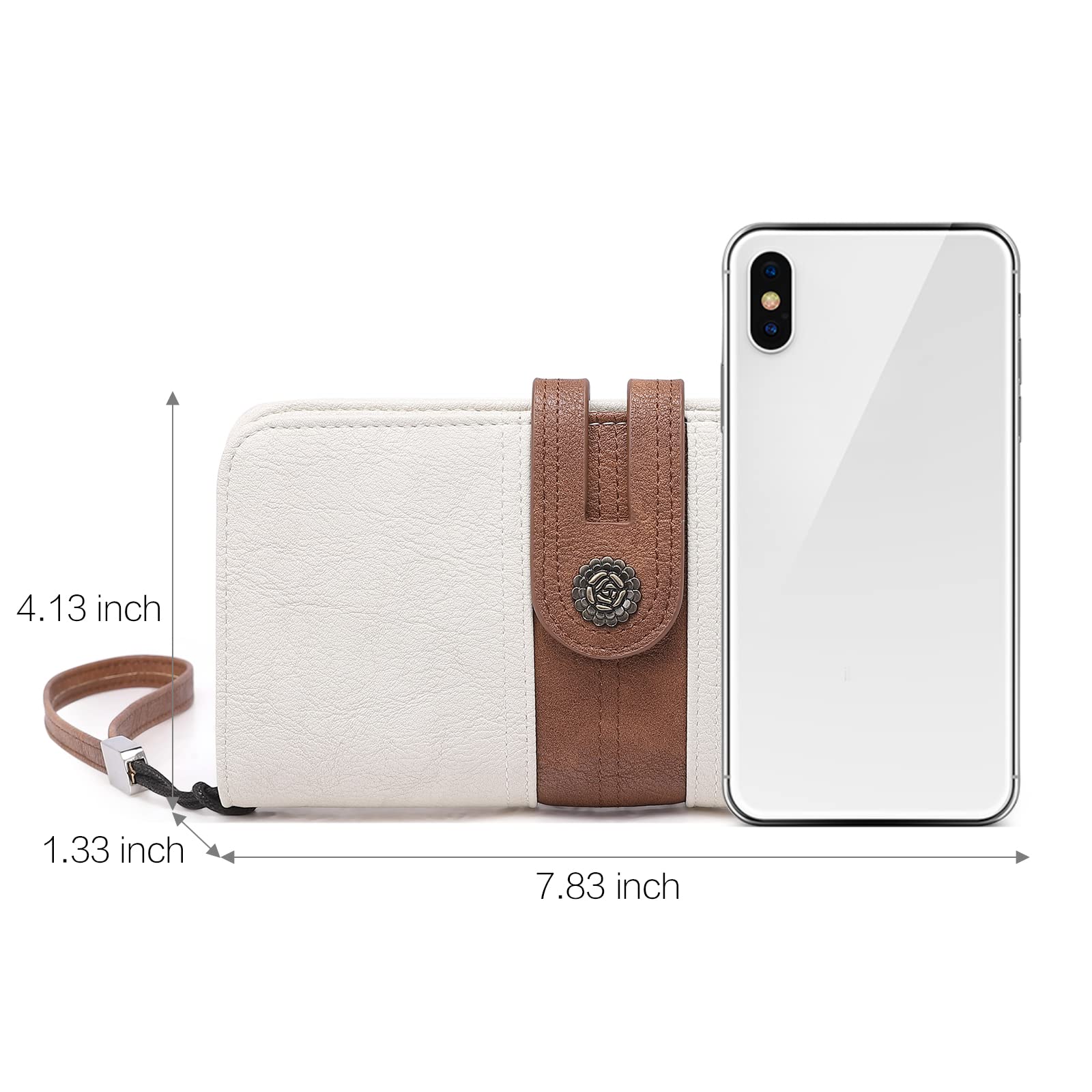 CLUCI Women Wallet Large Leather Designer Card Holder Organizer Long Ladies Travel Clutch Wristlet Coffee