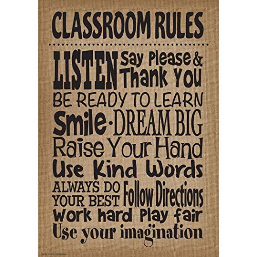Teacher Created Resources 7403 Burlap Classroom Rules Positive Poster