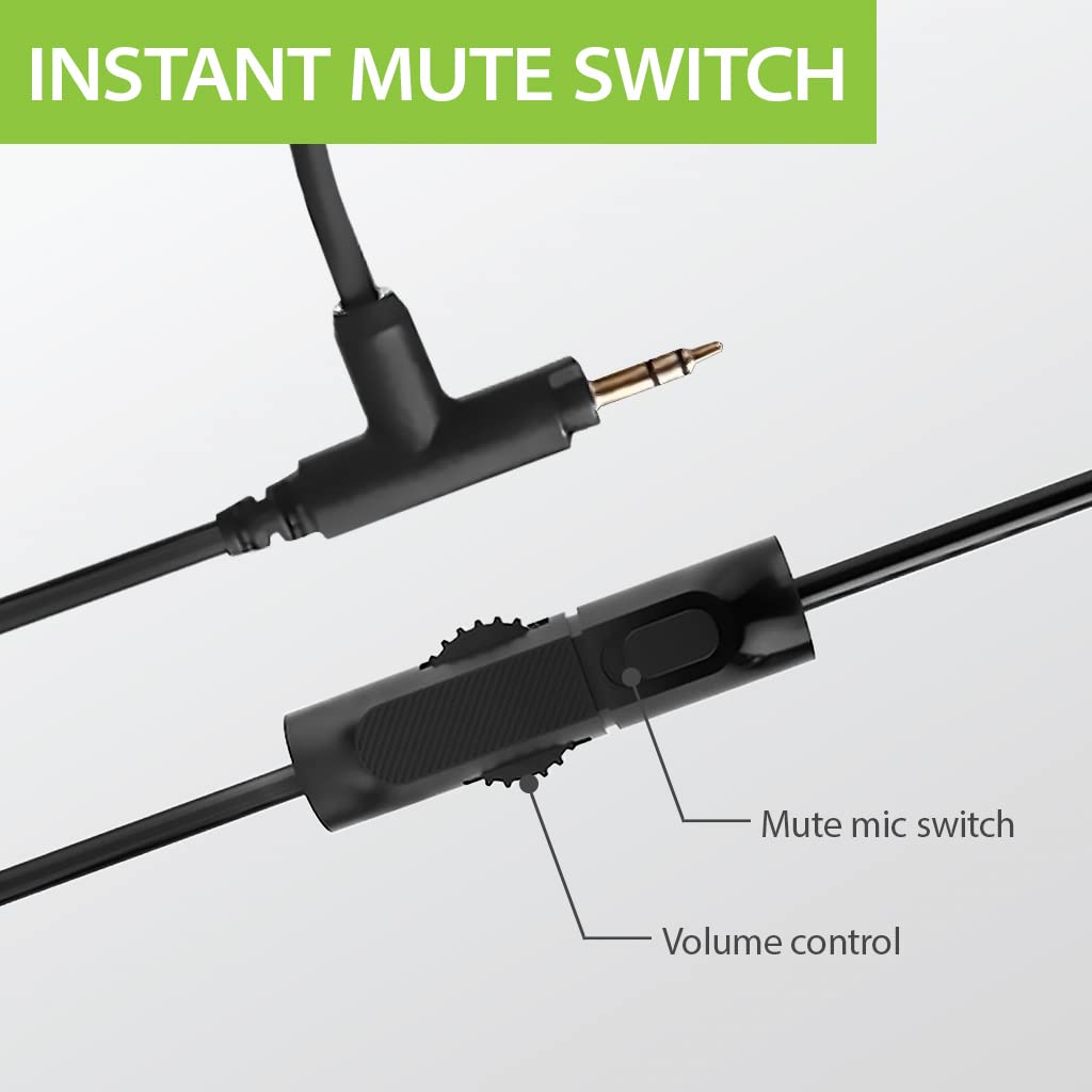 Avantree Aria Line M - Wired Over-Ear Headphones with Boom Mic for Clear Calls, Headset with Mute Switch & Volume Control for PC, Computer, PS4, PS5, Gaming, and 3.5mm AUX Extra-Long Cord for TVs
