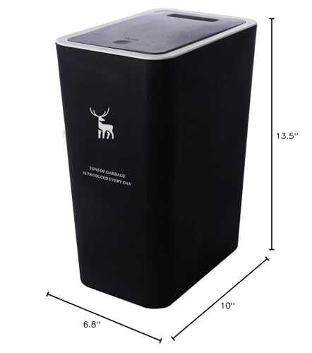 Sooyee 14 litres Bathroom Trash Can with Lid,3.7 Gallon Kitchen Garbage can for Powder Room,Bedroom,Kitchen,Bathroom,Craft Room,Office,Black