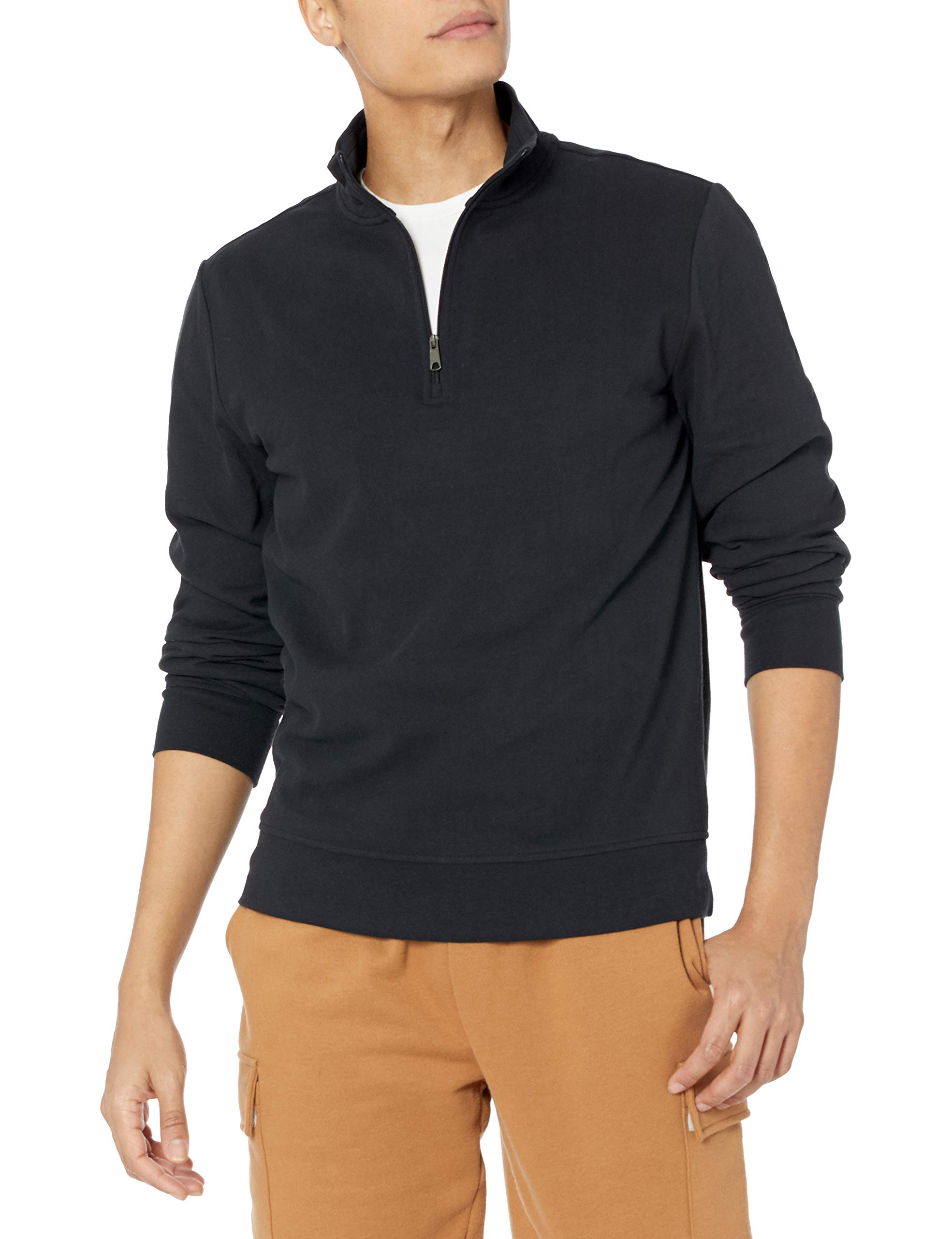 Amazon Essentials Men's Lightweight French Terry Quarter-Zip Mock Neck Sweatshirt, Black, XX-Large