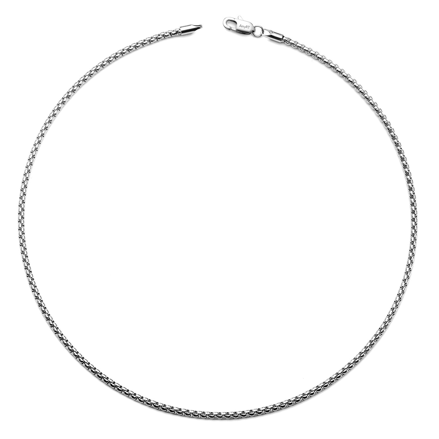 AmyRT Jewelry 3mm Titanium Steel Rolo Silver Chain Necklaces for Women Men 18 in