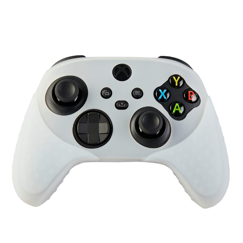 Controller Grip Cover for Xbox Series X/S, Anti-Slip Silicone Skin Protective Cover Case for Microsoft Xbox Series X/S Controller, 2 Pack with 8 Thumb Grips (White+Blue)