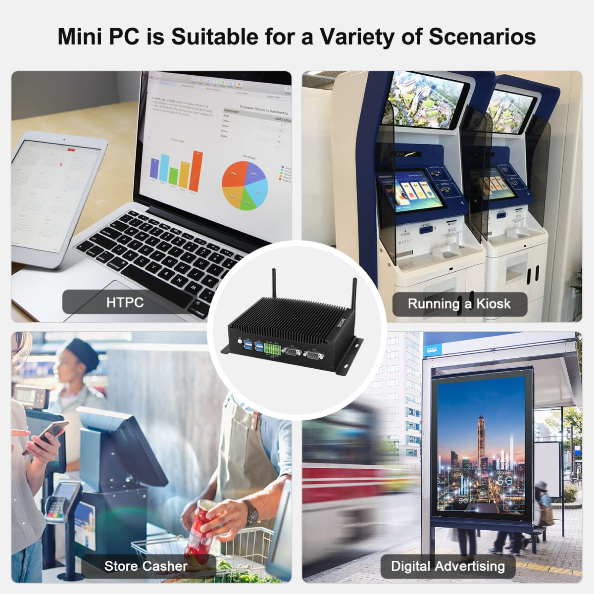 BASOARO Mini Industrial Computer, Fanless Mini PC Industrial PC i7 10810U with Win 11 Pro, 16GB RAM 512GB SSD, RJ45 LAN, Dual HD+DP Triple Display, RS232, WiFi, BT 4.2, PXE, Linux Computer