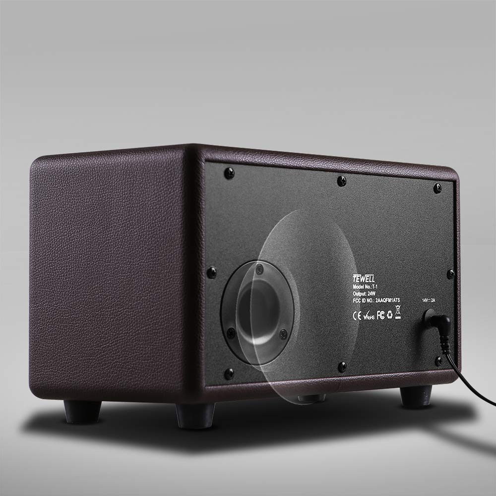 TEWELL Vintage Bluetooth Speakers with Bass Enhanced Technology, Wireless & 3.5mm Aux Input for Cellphone, AC Powered (Upgraded Version)