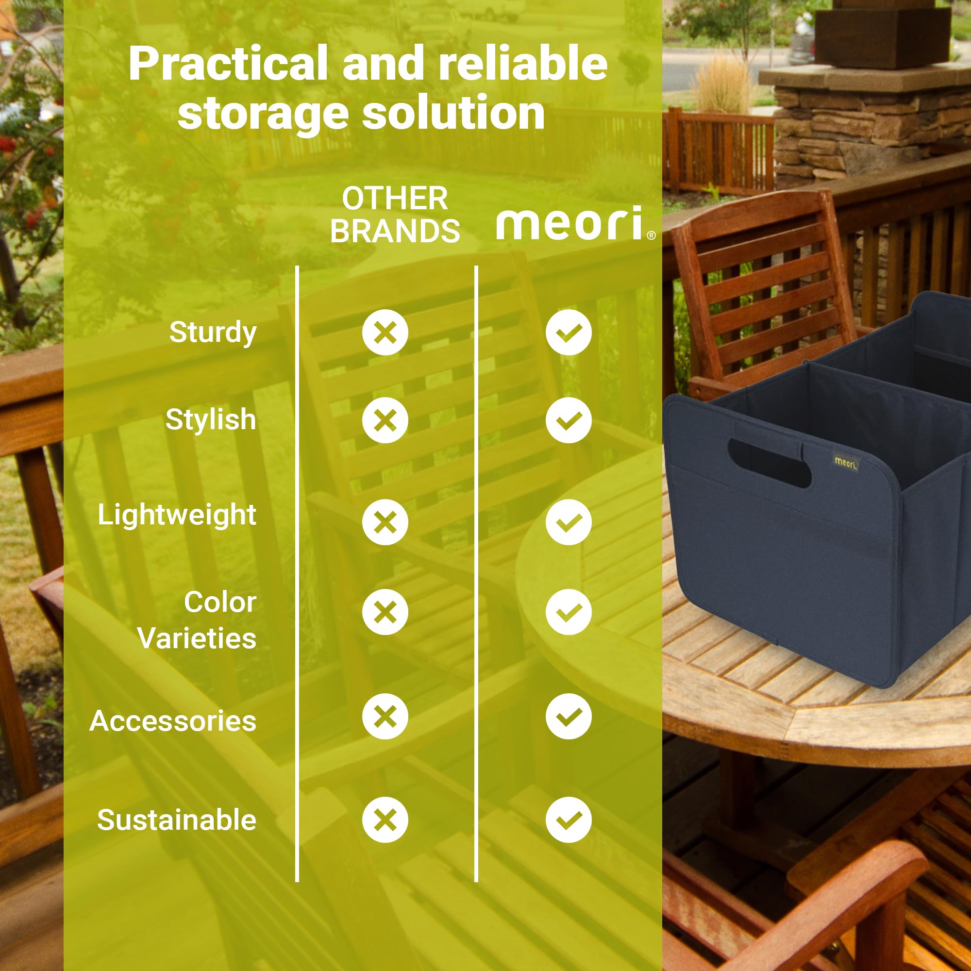meori A100114 Foldable Classic Large, Marine Blue, Collapsible Box To Organize, Store and Carry Anything and Everything, 1-Pack