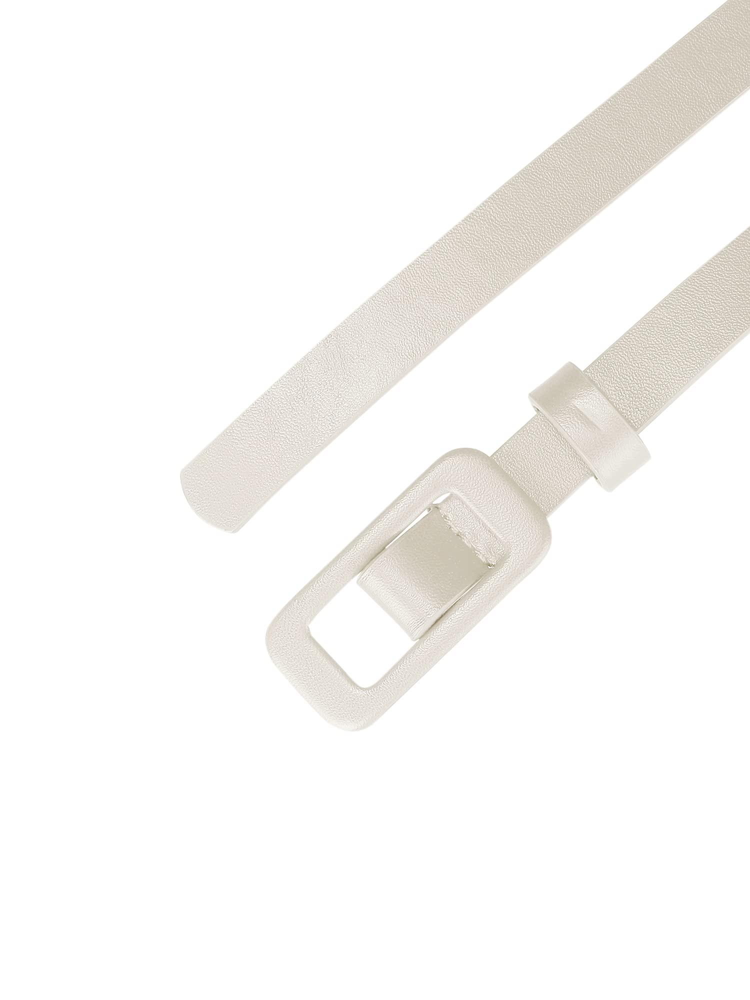Allegra K Thin Nonporous Waist Belt Rectangle Buckle Plus Size Belts for Jeans Dress Fit waist up to 99cm/39 Beige