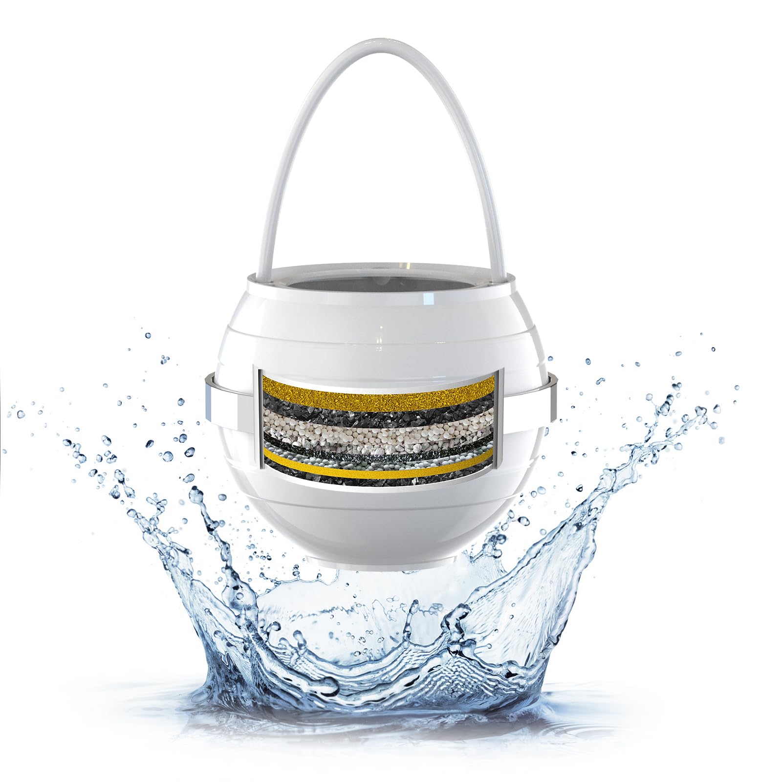 Bath Ball Bathtub Water Filter for Tub with Overflow,2,500 Gallons of Filtration,8 Stages Bath Filter,Remove contaminants,Chlorineand Fluoride,HardWater Softener,BPA Free(Upgrade Version)