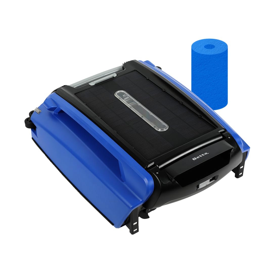 Betta SE Solar-Powered Robotic Automatic Pool Skimmer Cleaner with 30+ Hour Cleaning Battery, Pool Skimmer Anti-Stuck Foam Noodle, and Re-Engineered Twin SCT Motors (Blue)