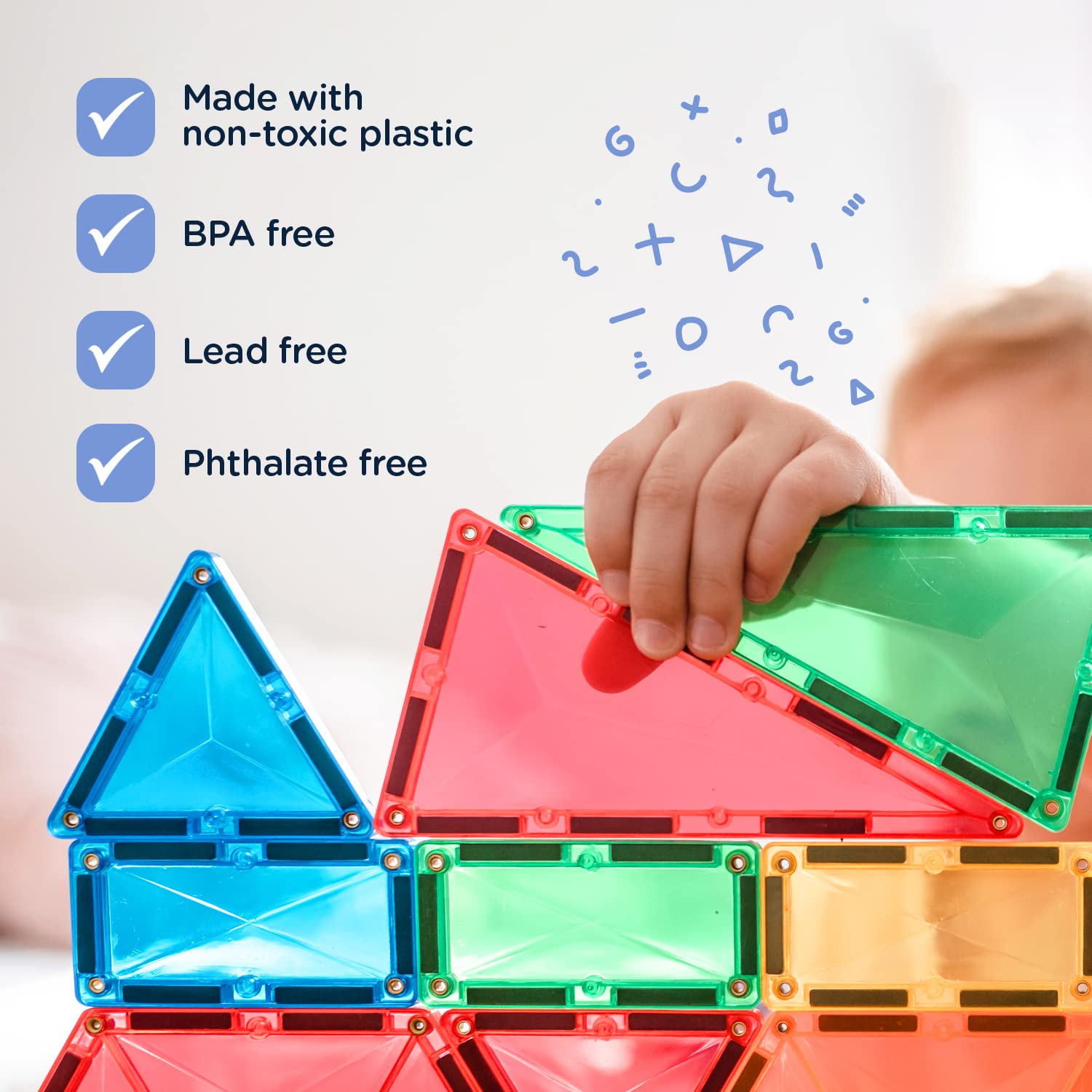 Connetix Tiles 212 Piece Mega Pack, Premium Educational Magnetic Building Set, Features Large Hexagons and Squares, Regular Geometric Tiles, Door and Window Pieces, Fences, 2 Purple Cars, and More