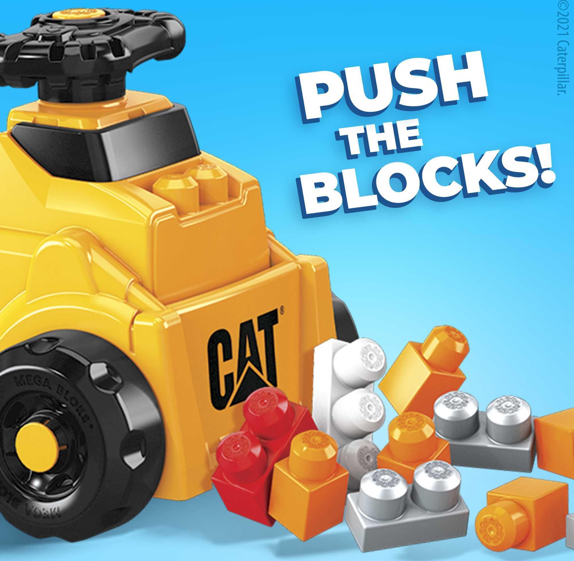MEGA BLOKS First Builders Cat Toddler Building Blocks Toy Set, Build ‘n Play Ride-On with 11 Pieces and Storage, Yellow, Ages 1+ Years