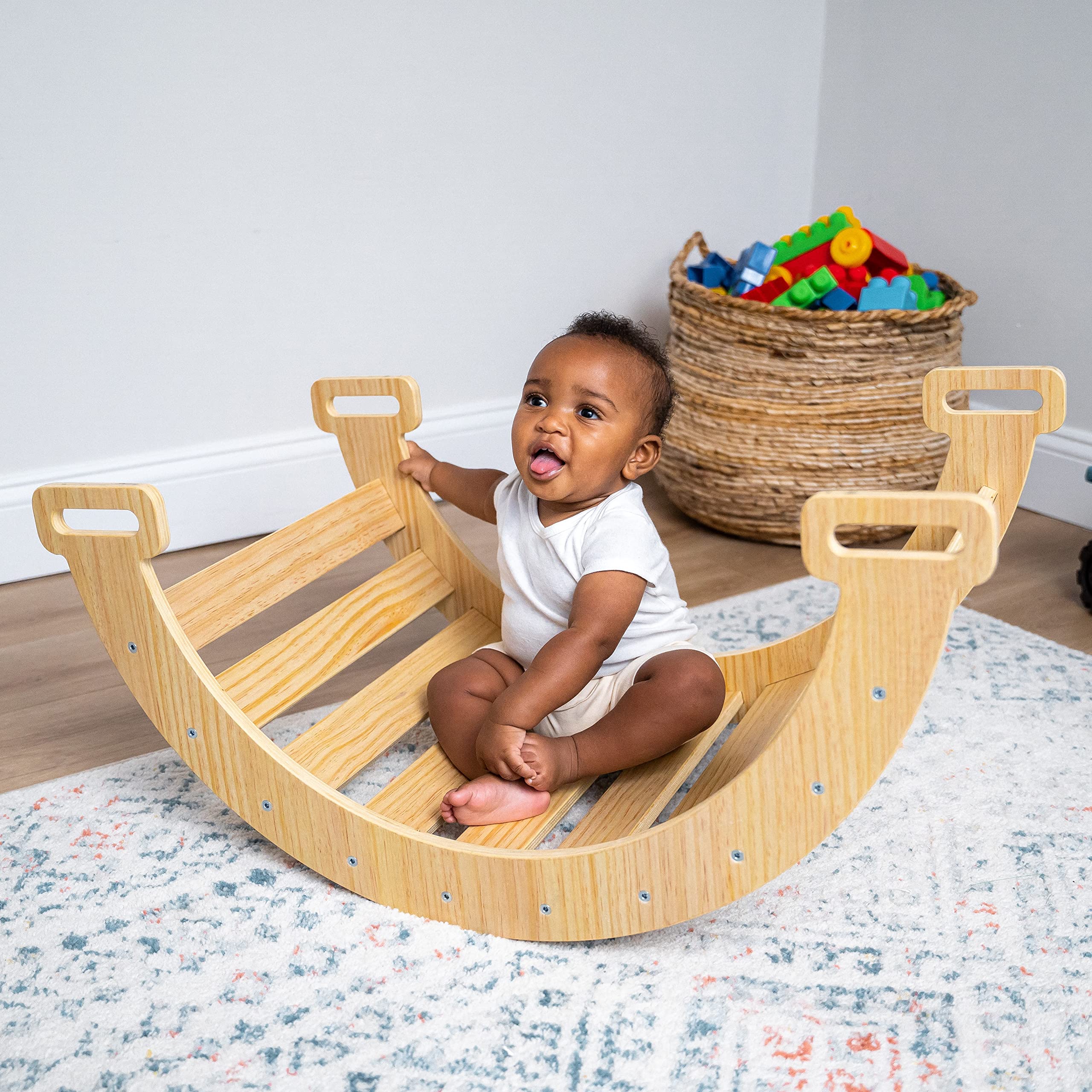 Avenlur Maple 5-in-1 Montessori Climbing Set - Baby Climbing Gym - Foldable Triangle Ladder, Rock Climbing Ramp, Arch Climber, Slide, Rocker - Indoor Gym for Ages 3mo to 36mo