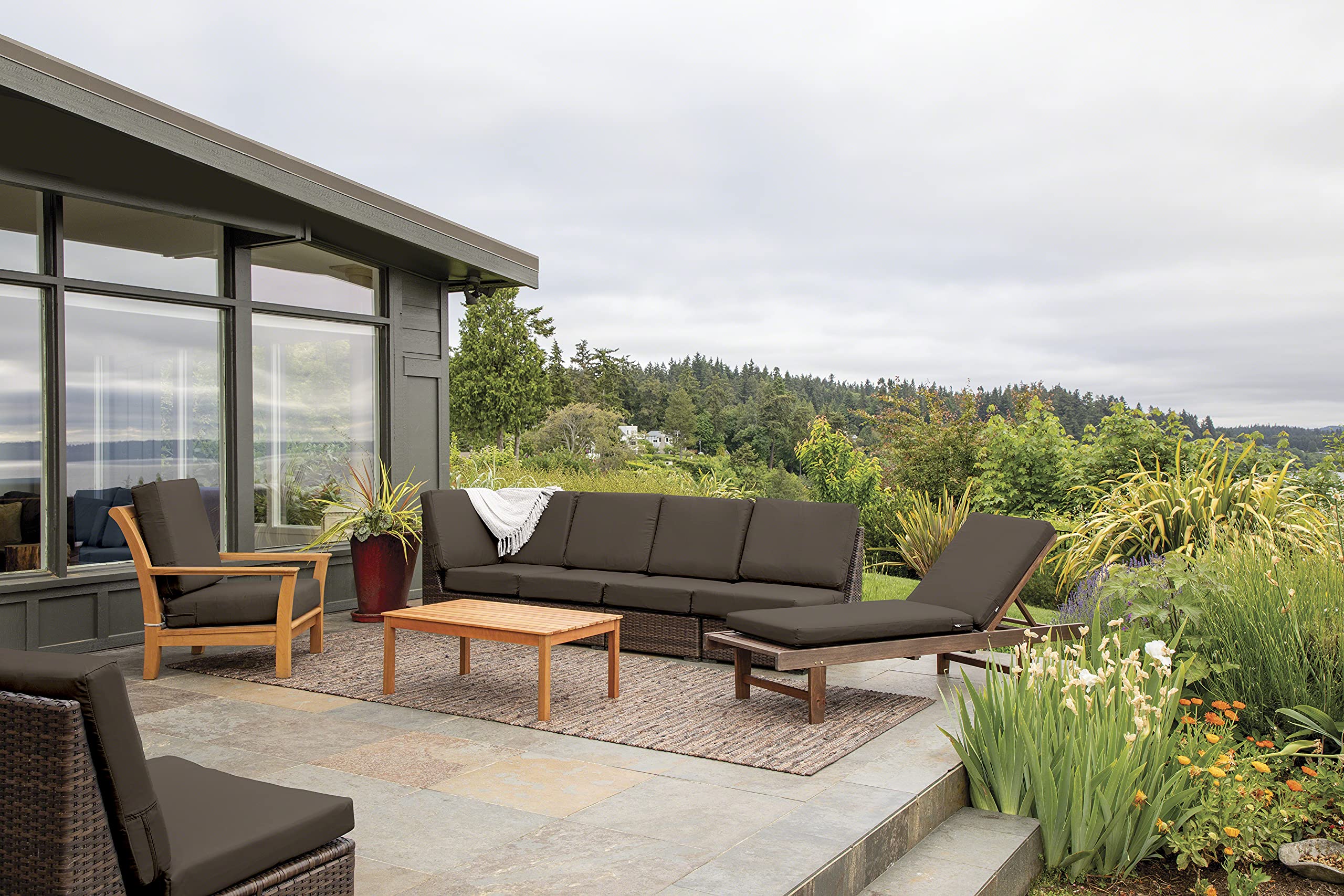 Classic Accessories Ravenna Water-Resistant 25 x 22 x 4 Inch Patio Back Cushion, Espresso, Outdoor Loveseat Cushions