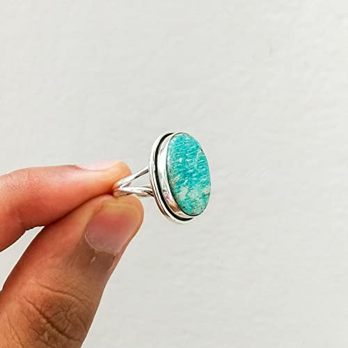 Amazonite Oval Shape Gemstones Gemstone Rings/Handmade Silver Ring/Proposal Stone Ring/Statement Rings/Birth Gemstone/Wedding Ring Size 5 us to 12 us -1348 (5.5)