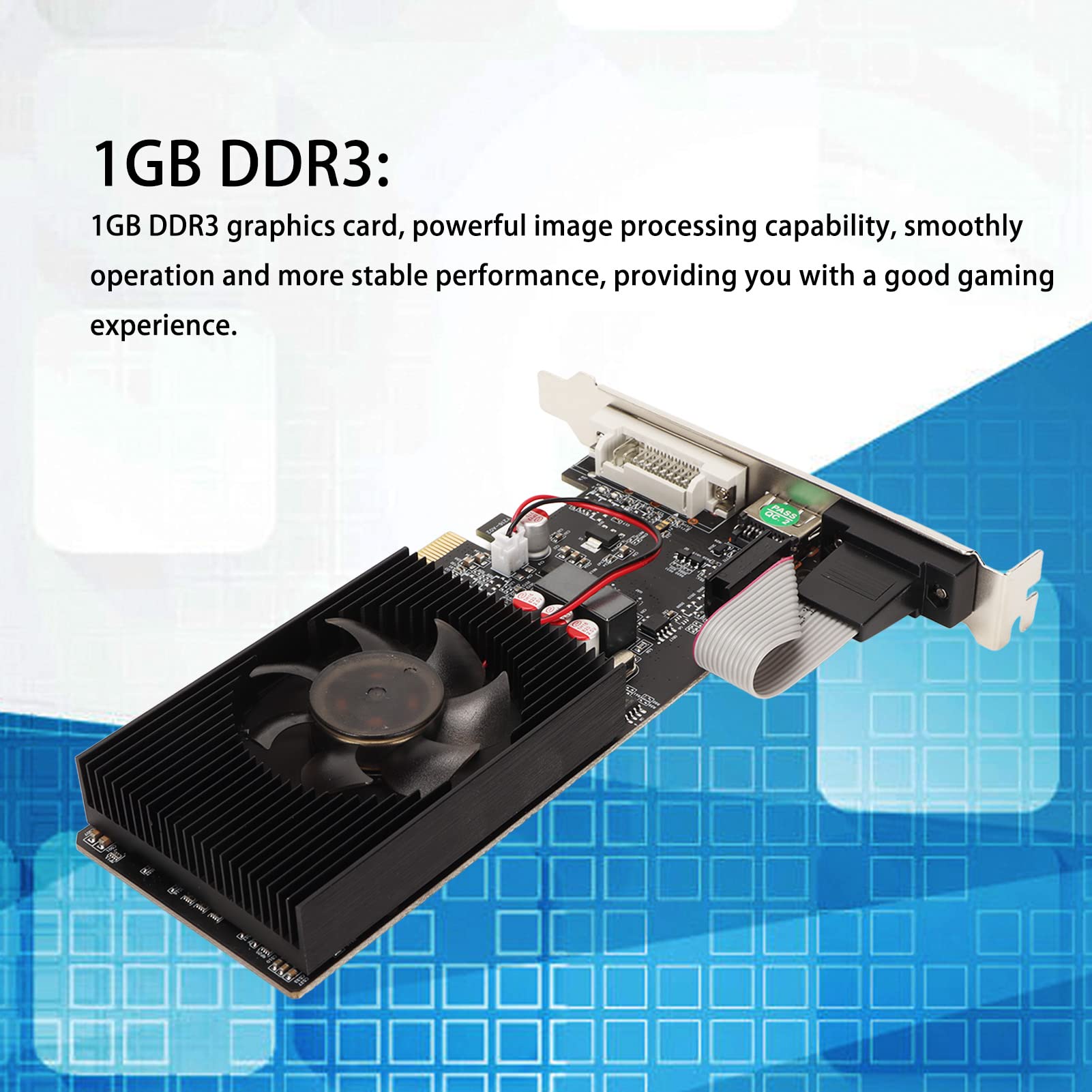 Bewinner GT220 Graphics Card, DDR3 1GB 128bit 2024MHz Gaming Graphics Card Support DirectX 10.1, HDMI DVI VGA Interface, PCI Express x16 Video Card for Desktop PC