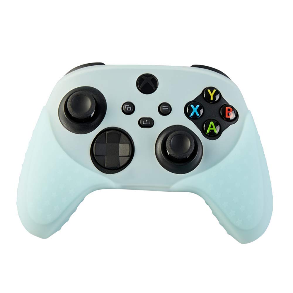 Controller Grip Cover for Xbox Series X/S, Anti-Slip Silicone Skin Protective Cover Case for Microsoft Xbox Series X/S Controller, 2 Pack with 8 Thumb Grips (White+Blue)