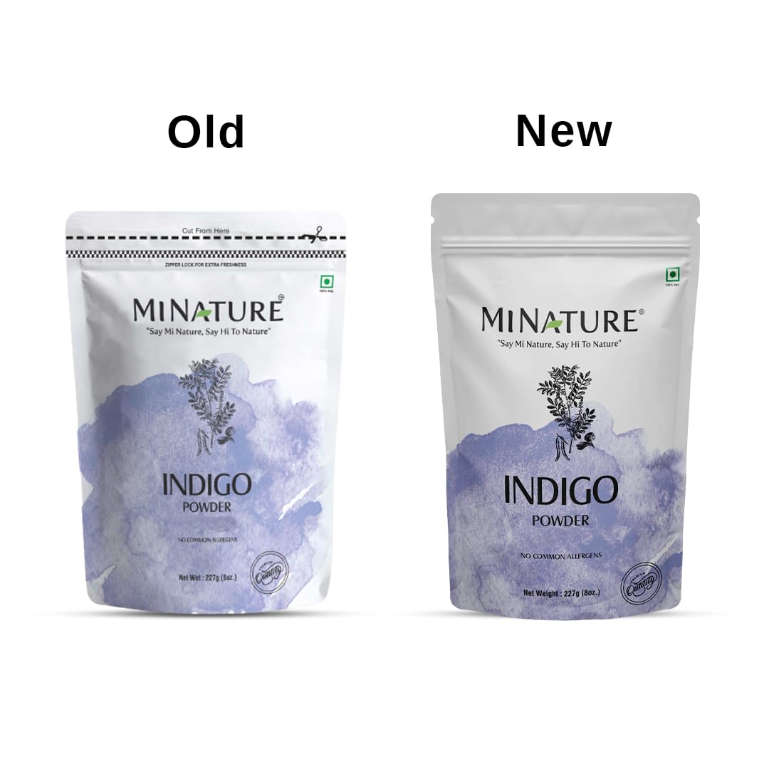 mi nature Indigo Powder 100% Pure Natural Organically Grown Indigo Powder- For HAIR (227g / (1/2 lb) / 8 ounces)