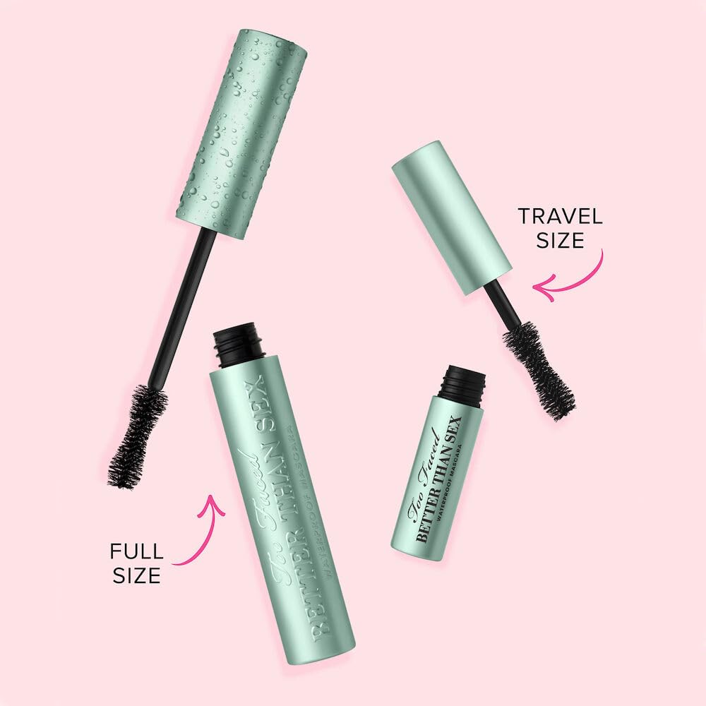 Too Faced Better Than Sex Waterproof Mascara | Volume + Length, Travel Size, 0.17 Fl Oz, Black