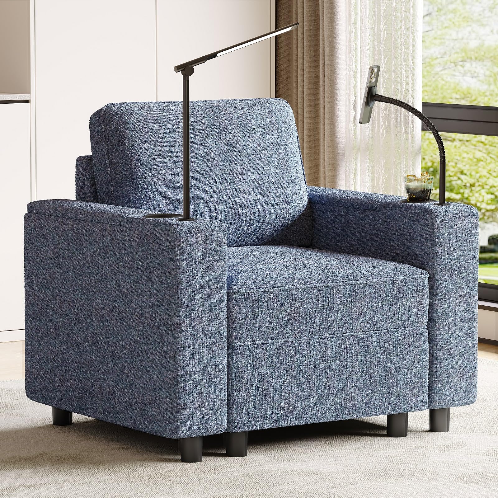 beyond SMART Middle Module for Modular Sectional Sofa, Customizable Sectional Sofa Couch，Accent Armless Chair with Storage Seat, Sectional Couches for Living Room,Navy Blue