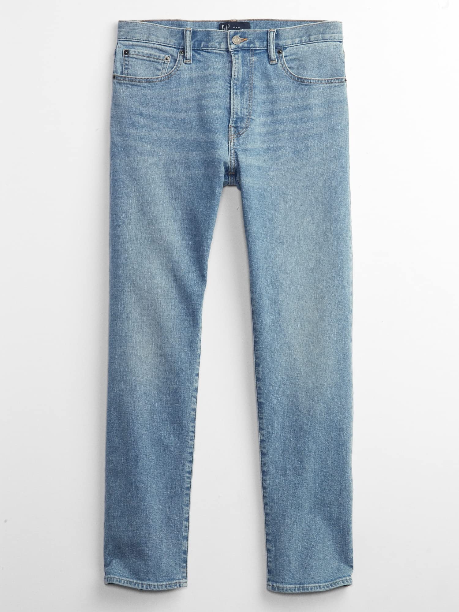 GAP Mens Straight Fit Jeans, Light Wash, 32W x 32L US
