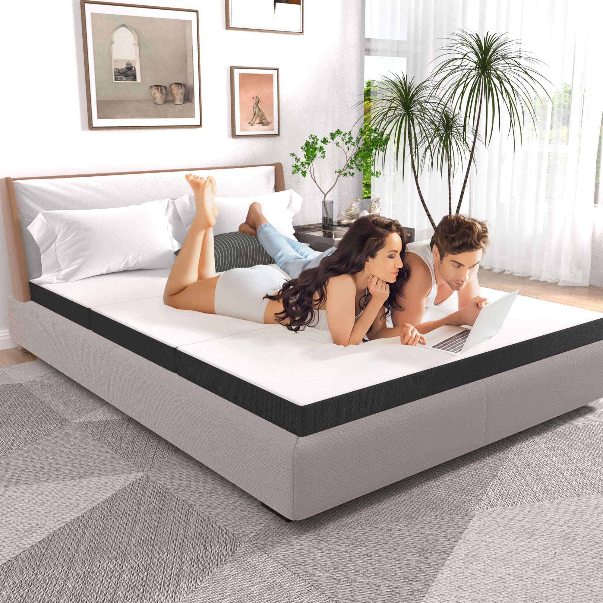 BORGEBY 4-Inch Tri-Folding Memory Foam Mattress - Portable Folding Mattress with Breathable Mesh, Removable Cover, Comfortable Support, Therapeutic Qualities, Queen Mattress (73"x52"x4")