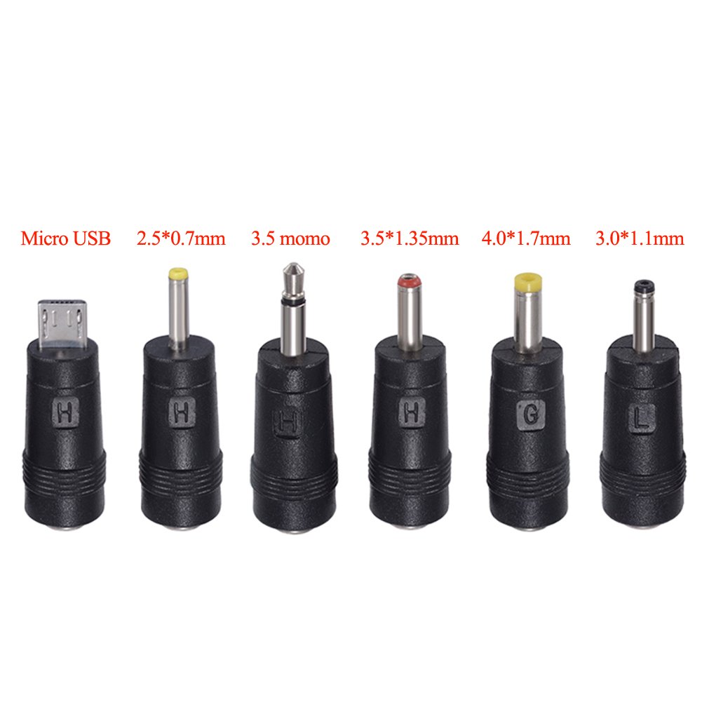 SoulBay DC01U USB Charging Cable to Universal 5.5x2.1 Jack with 6 Interchangeable DC Plugs 2.5x0.7mm, 3.0x1.1mm, 3.5x1.35mm, 4.0x1.7mm & Micro USB Connector, 3.3Ft 5V Cord