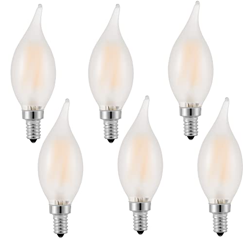 AMDTU E12 60 Watt Equivalent Frosted LED Candelabra Bulb Candle CA10 Chandelier Light Dimmable Small Base, Ideal for Dining Rooms, Living Rooms, and Porch, Long-Lasting Light for Cozy Indoor Settings