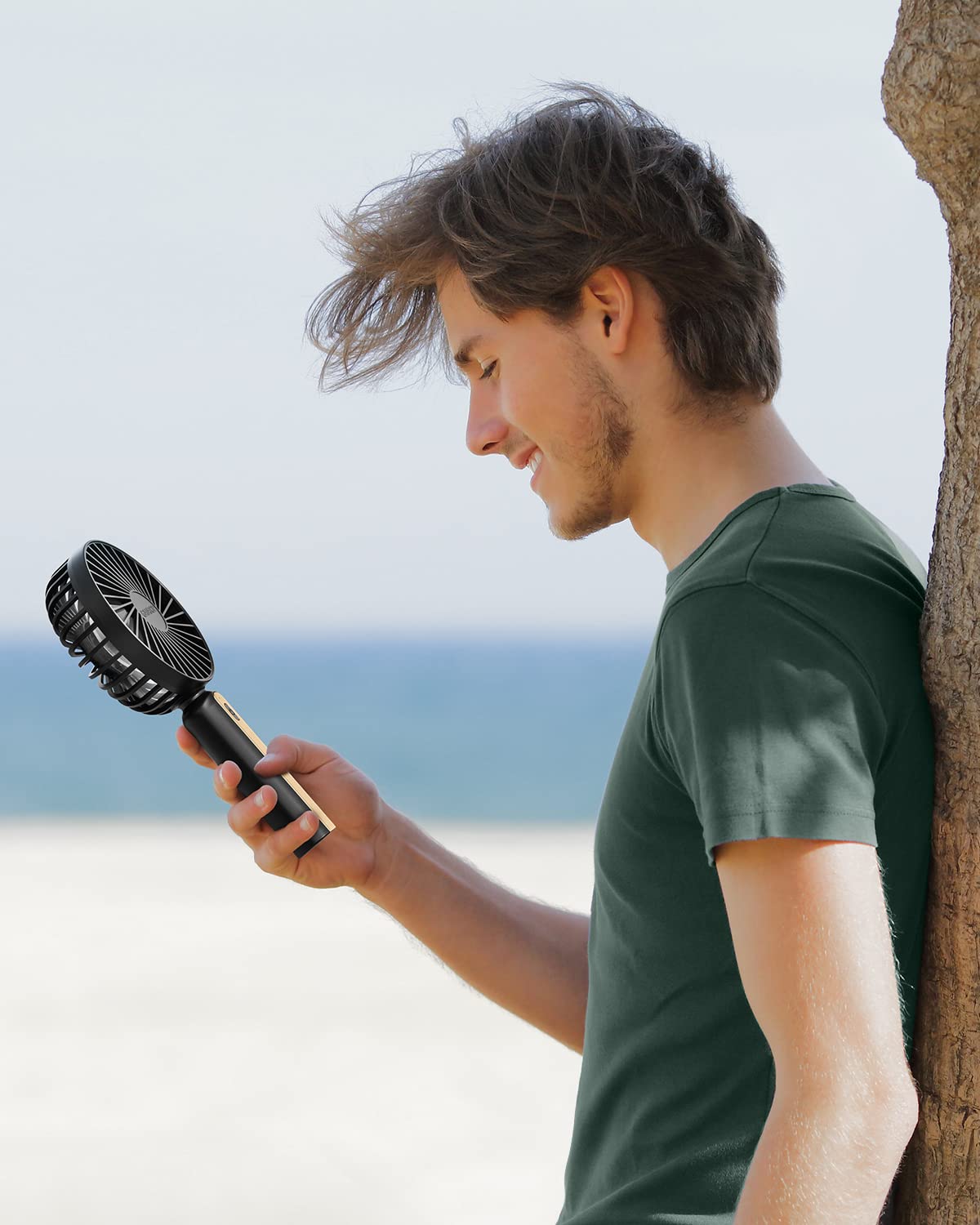 GAIATOP Handheld Fan with USB Rechargeable Personal Fan,3 Speed Adjustable Portable Fan for Travel, Commute, Picnic, Office-Black, Small Makeup Eyelash Fan for Women Girls Gift