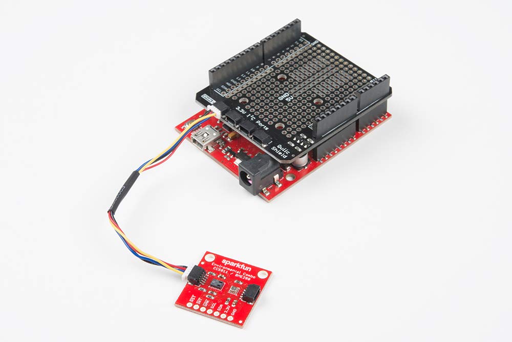 SparkFun Environmental Combo Breakout -CCS811/BME280 (Qwiic) -Provides Barometric Pressure Humidity Temperature TVOCs Equivalent CO2 (eCO2) Levels via I2C Operates 3.3V No Solder Polarized Connectors