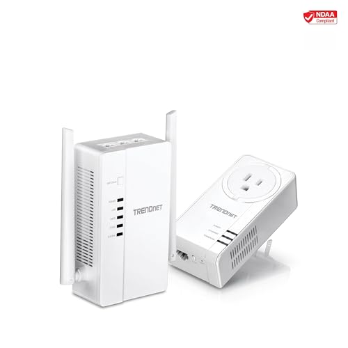 TRENDnet Wi-Fi Everywhere Powerline 1200 AV2 Dual-Band AC1200 Wireless Access Point Kit, Includes 1 x TPL-430AP and 1 x TPL-423E, 3 x Gigabit Ports, Easy Installation, White, TPL-430APK