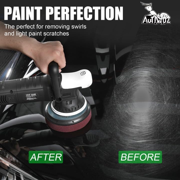 AUTIWOZ Car Buffer Polisher, 6-Inch Dual Action Polisher for Car Detailing, Random Orbital Car Polisher with 6 Variable Speeds, DA Polishers Kit for Car Detailing/Polishing/Waxing