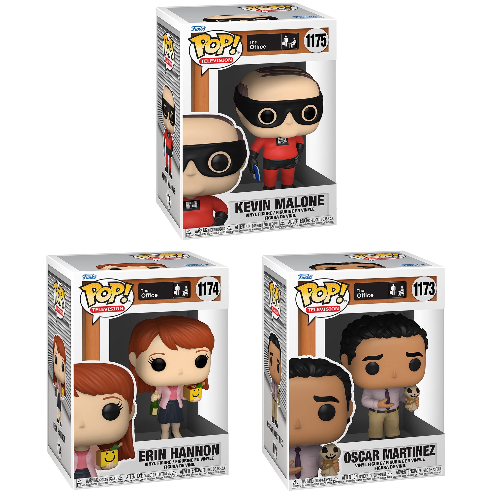Funko TV: POP! The Office Collectors Set 4 - Erin with Happy Box & Champagne, Kevin as Dunder Mifflin Superhero, Oscar with Scarecrow Doll