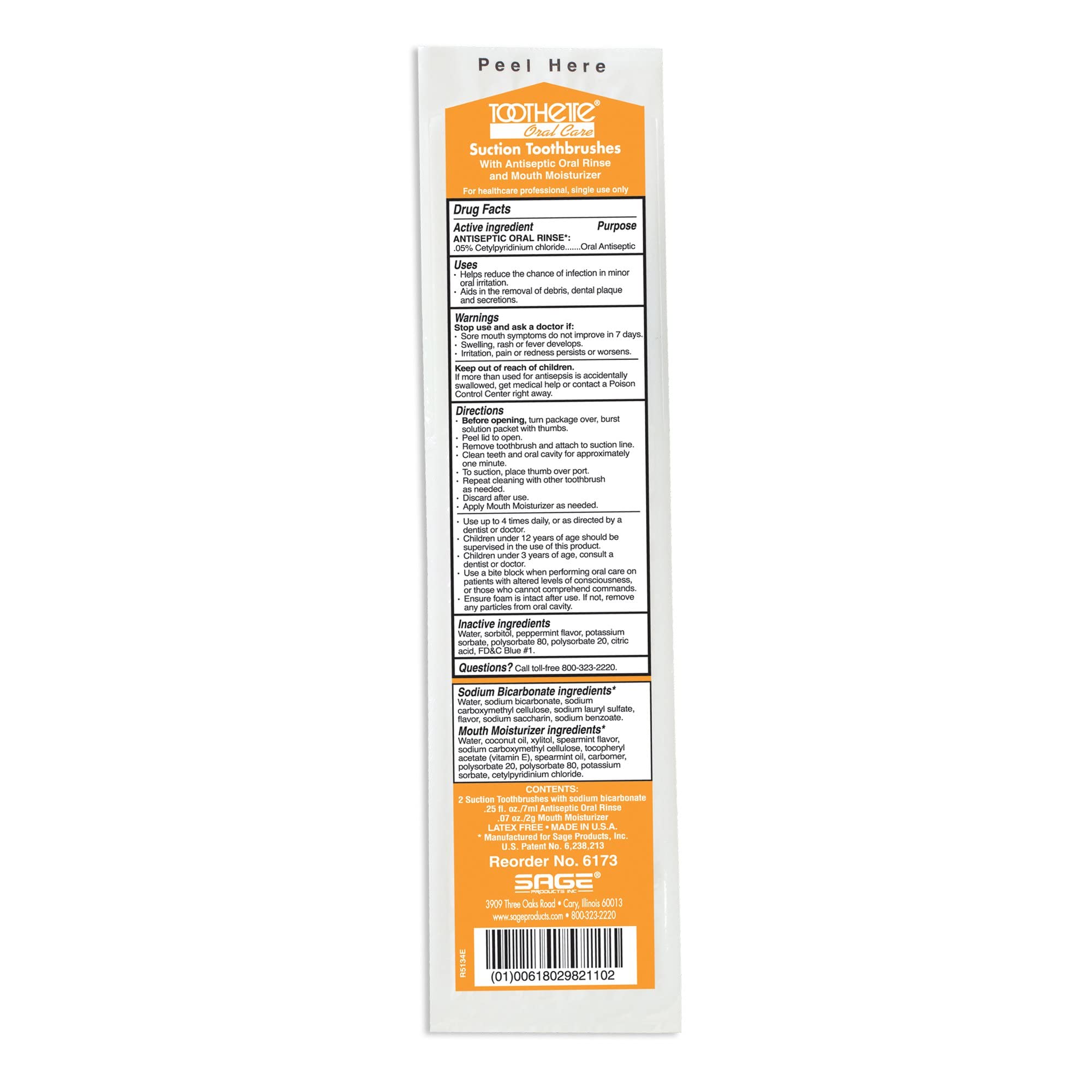 Toothette Suction Toothbrush Kit - 6173CS - 100 Each / Case
