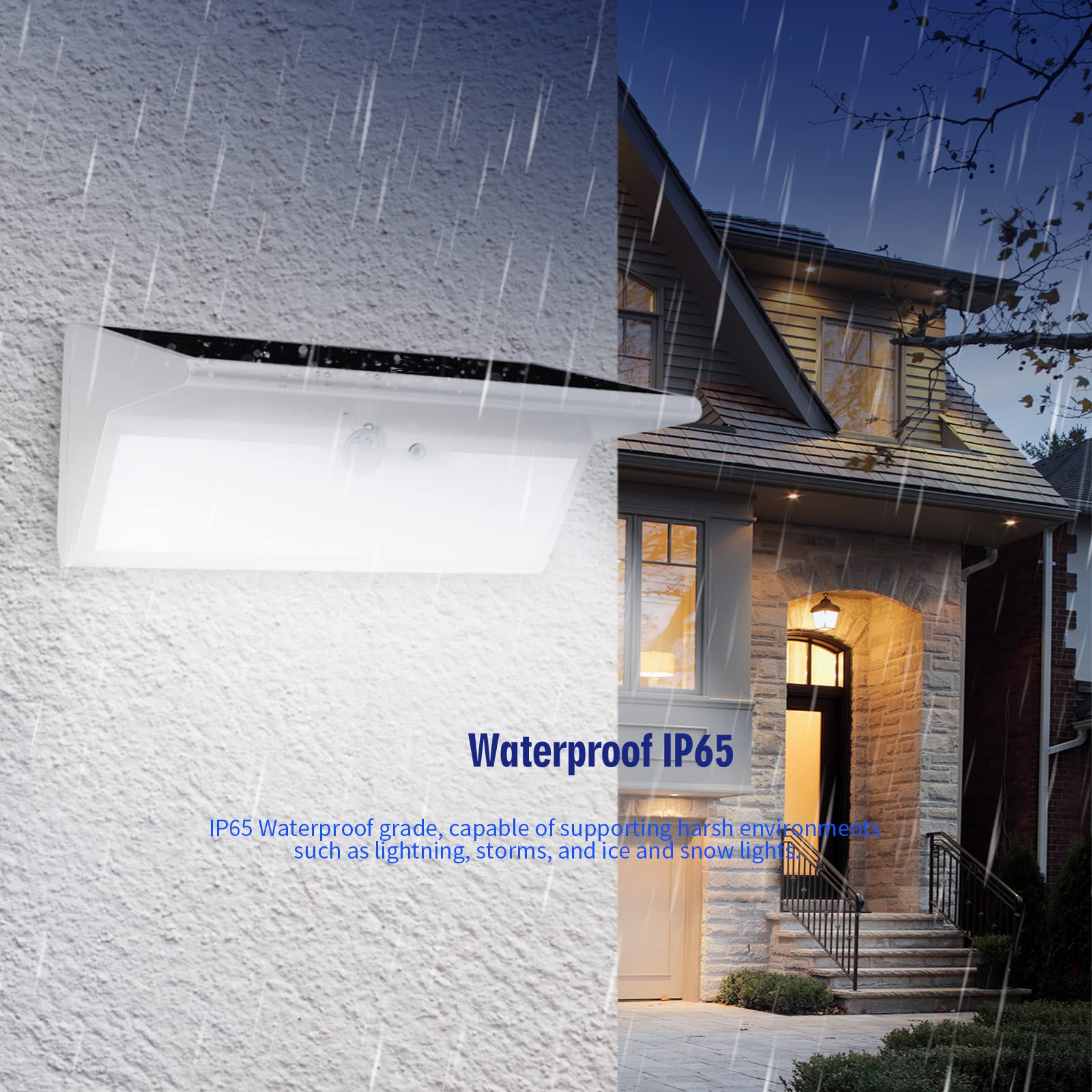 MHAZDZE Solar Lights Outdoor, 800LM 3000mAh Solar Motion Sensor Lights, 4 Modes 46LED Solar Motion Lights Outdoor with IP65 Waterproof for Garden Deck Garage