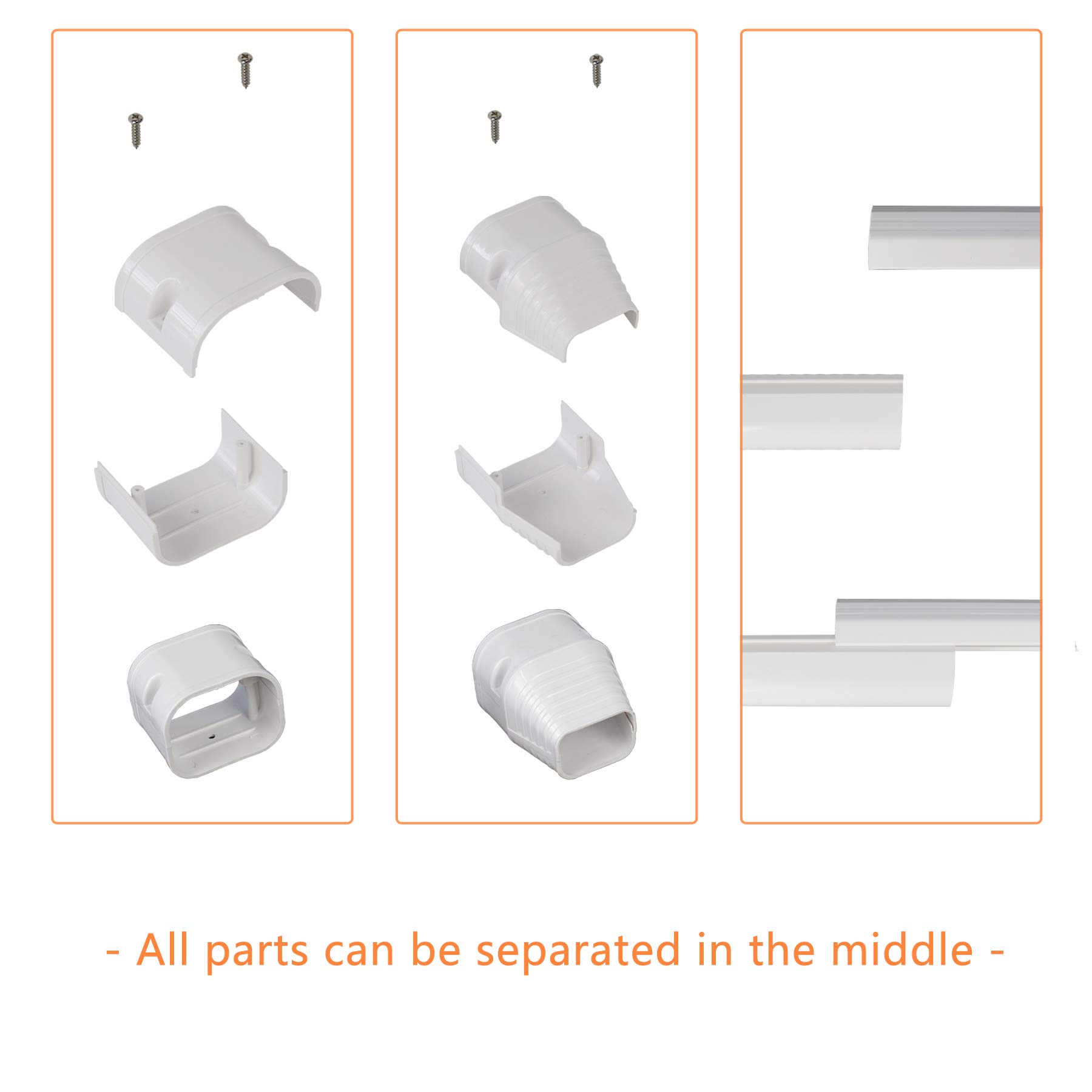 GCGOODS 3in 9ft Decorative PVC Lineset Cover Kit for Ductless Mini Split Air Conditioners, Central AC and Heat Pumps