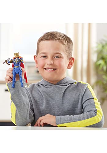 Marvel Studios' Thor: Love and Thunder Thor Toy, 6-Inch-Scale Deluxe Action Figure with Action Feature, Toys for Kids Ages 4 and Up