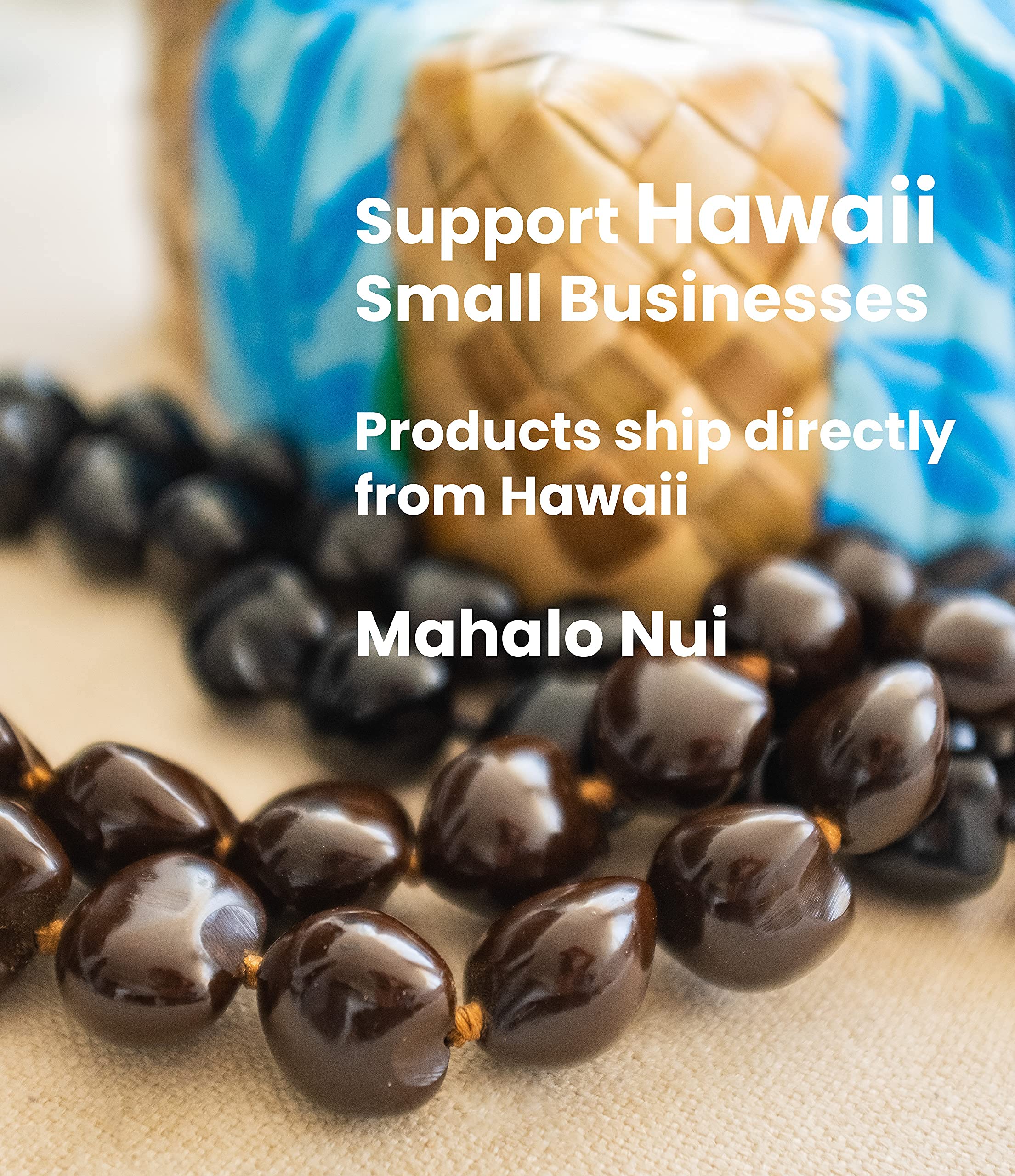 Aloha Outlet Black Kukui Nut Lei Necklace - 6 pack