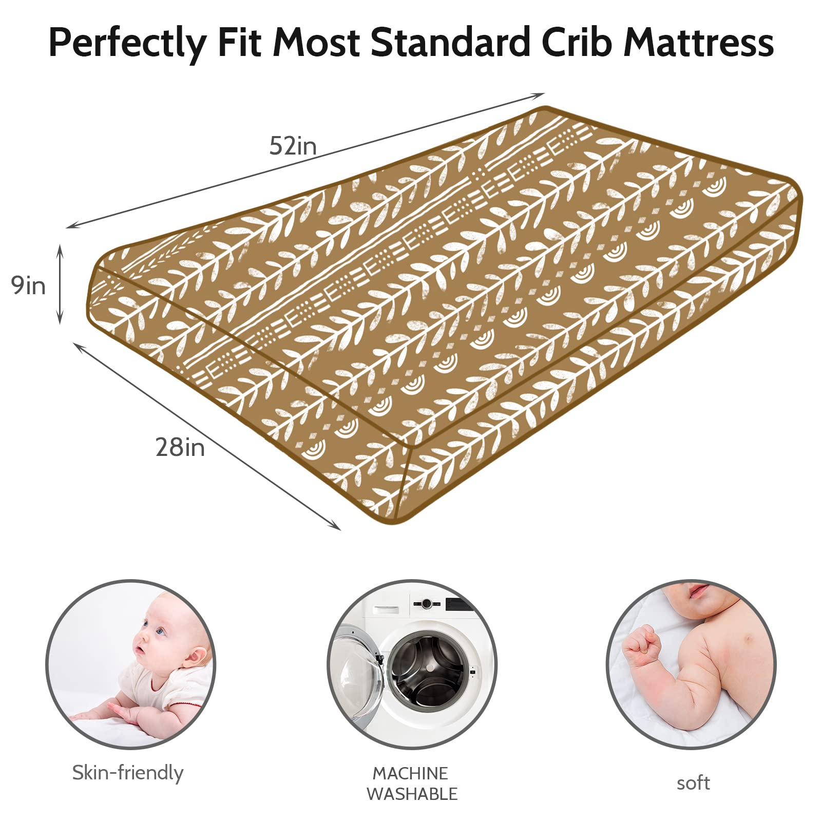 Bassinet Sheets for Baby Girl Boy 2 Pack, Soft Jersey Knit Bassinet Fitted Sheets Universal for Oval, Rectangle or Hourglass Bassinet Mattress, Retro Brown Flower