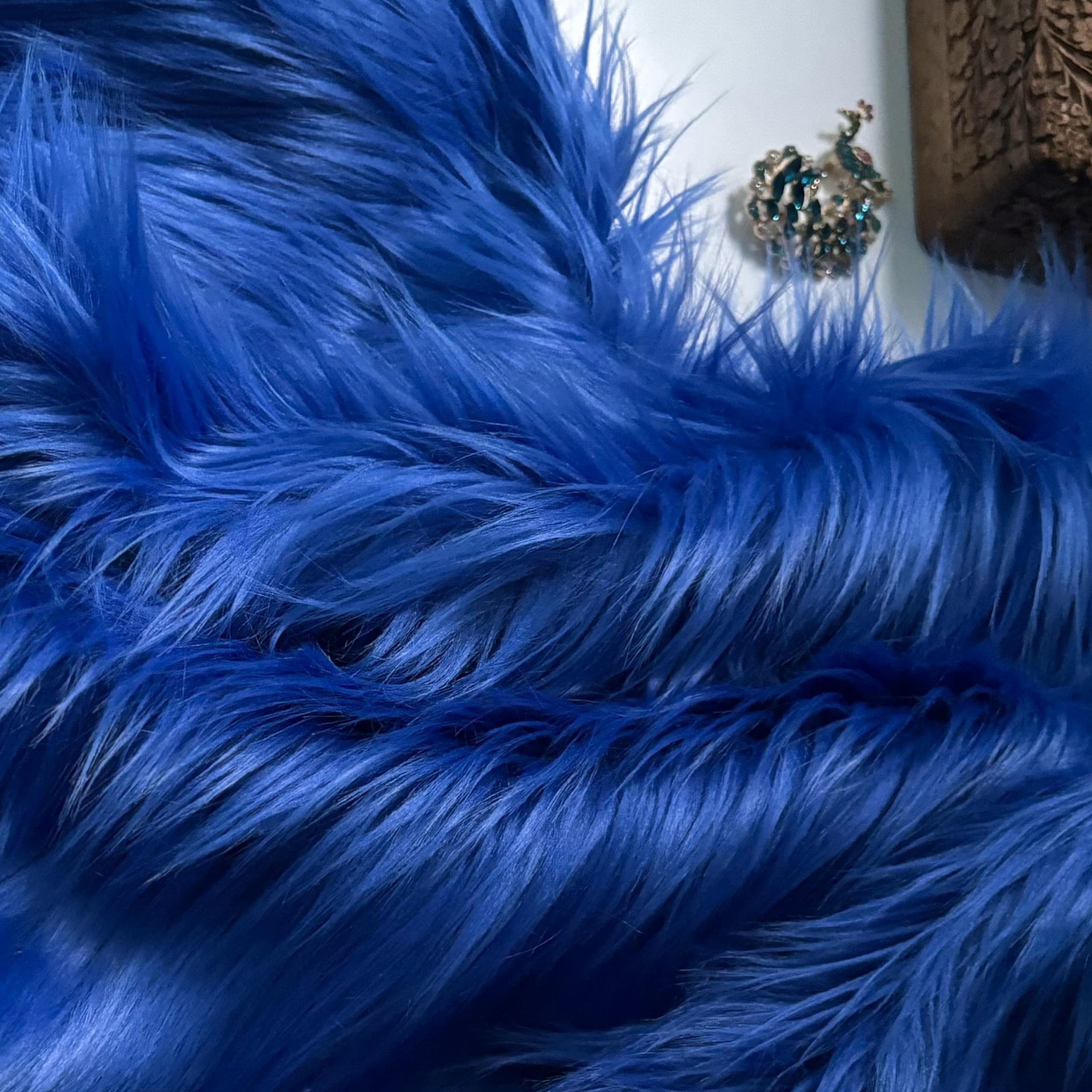 Bianna Royal Blue Luxury Faux Fur Fabric, by The Yard, American Seller, Shag Shaggy Material for Crafting, Sewing, Costumes, Fursuits, Home Decor (1 Yard - 36x60 inches)