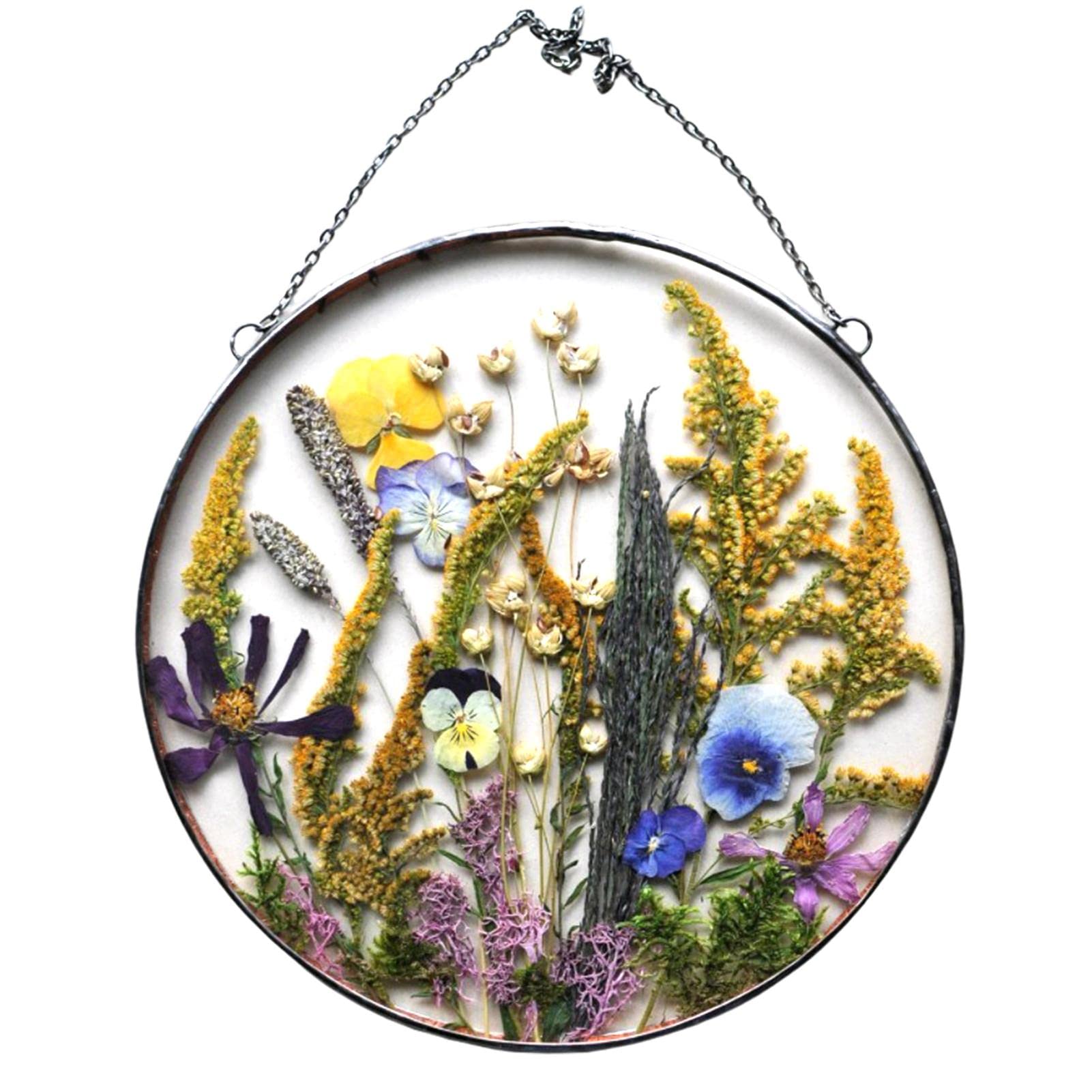 couraged Pressed Flower Ornament Frame, Hanging Acrylic Frame with Pressed Flower, Dried Flower Frame Art Decor, Exquisite Wall Frame Hangings for Home Office Garden