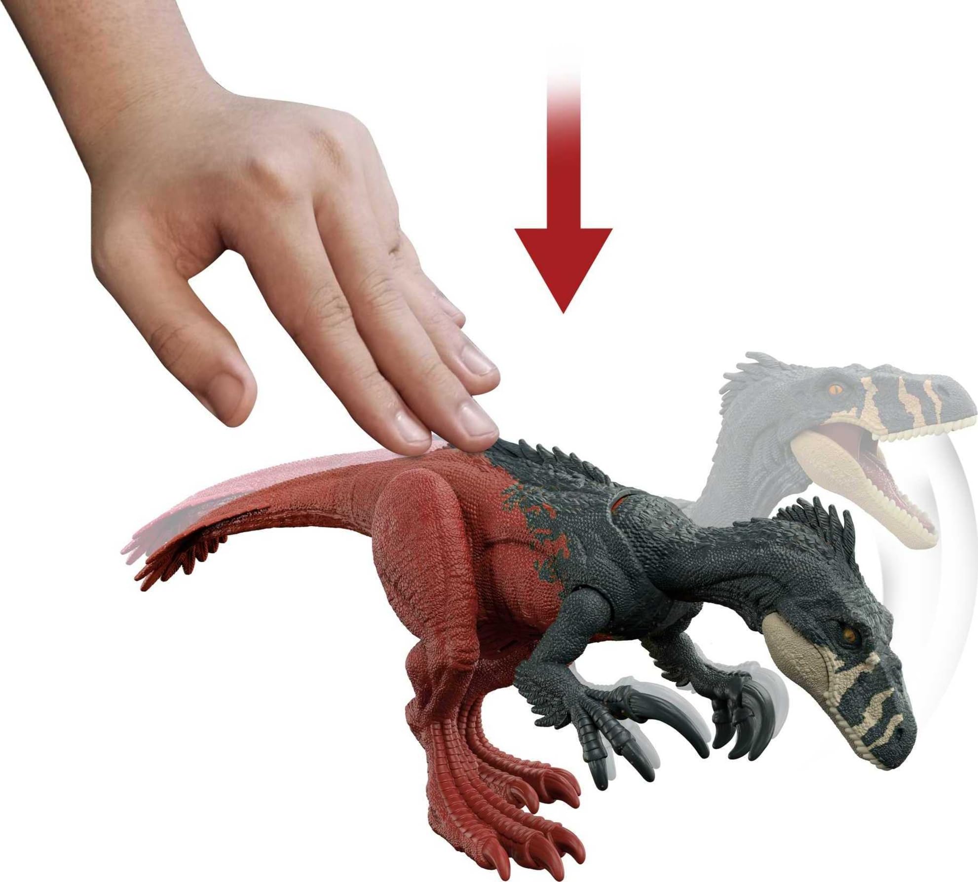 Mattel Jurassic World Dominion Survival Instincts Dinosaur Starter Set, 4 Toy Figures Including Blue, Dilophosaurus & 2 Roar Strikers