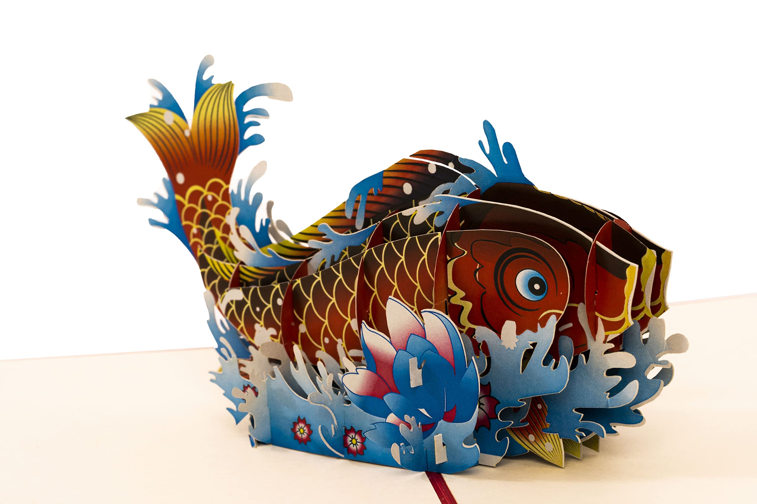 iGifts And Cards Lucky Red Koi Fish 3D Pop Up Greeting Card – Mother’s Day Gift, Unique Nature Inspired Birthday Party, Thank You Card With Fish, Big Retirement Present, 6x8
