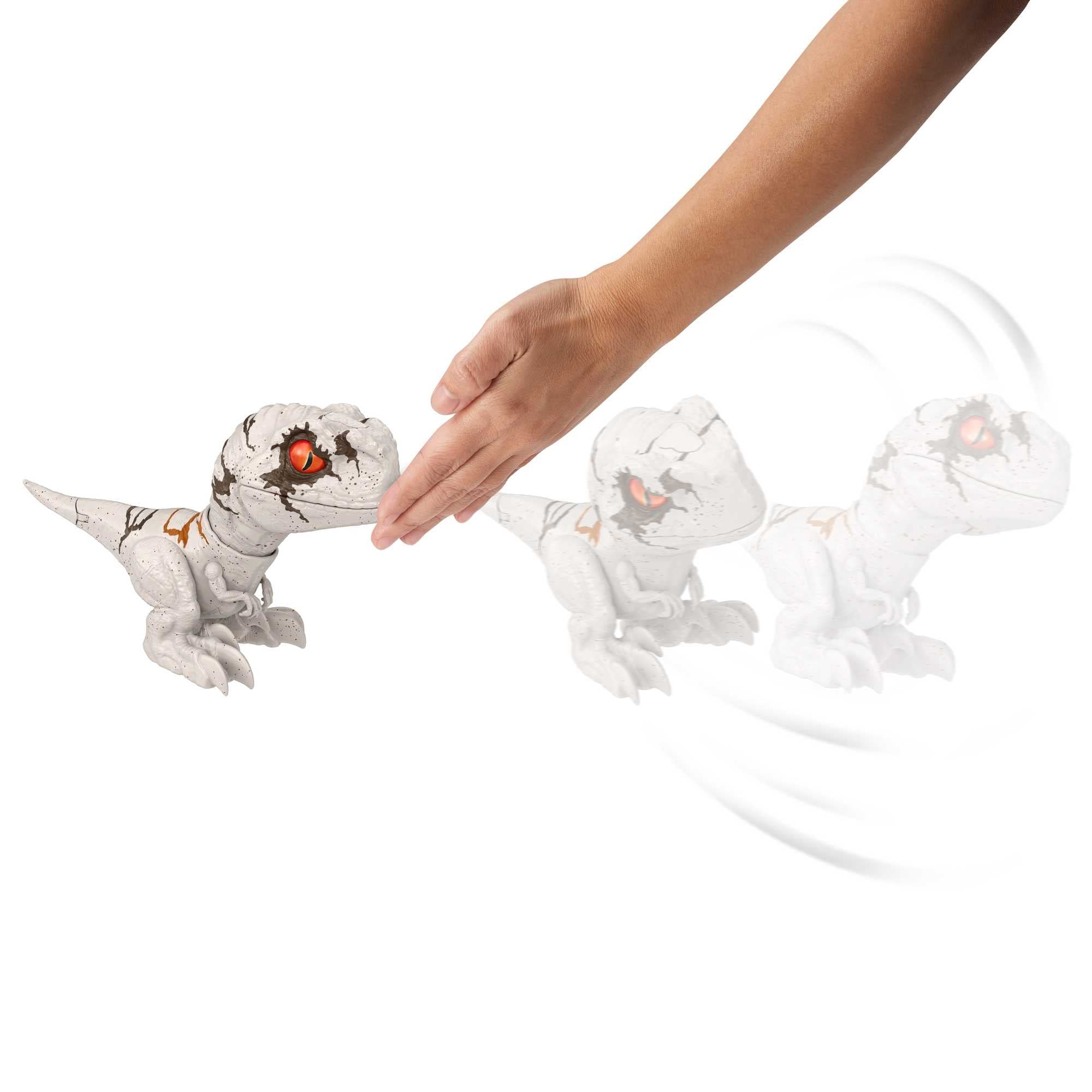 Mattel Jurassic World Dominion Uncaged Rowdy Roars Atrociraptor Ghost Dinosaur Action Figure, Toy with Interactive Motion & Sound