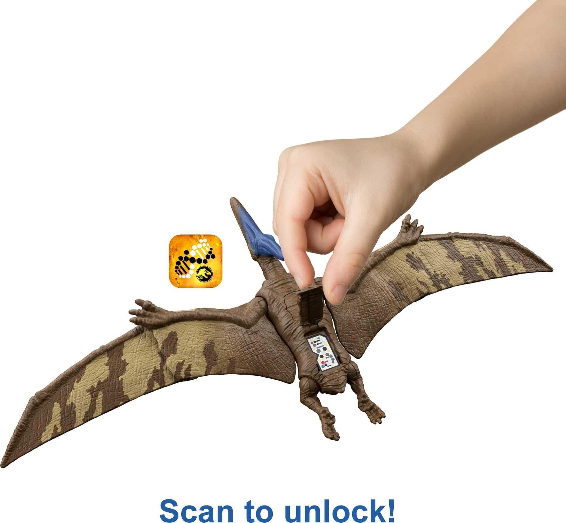 Mattel Jurassic World Dominion Roar Strikers Dinosaur Action Figure with Roaring Sound & Attack Action, Pternanodon Dino Toy Includes Downloadable App & AR