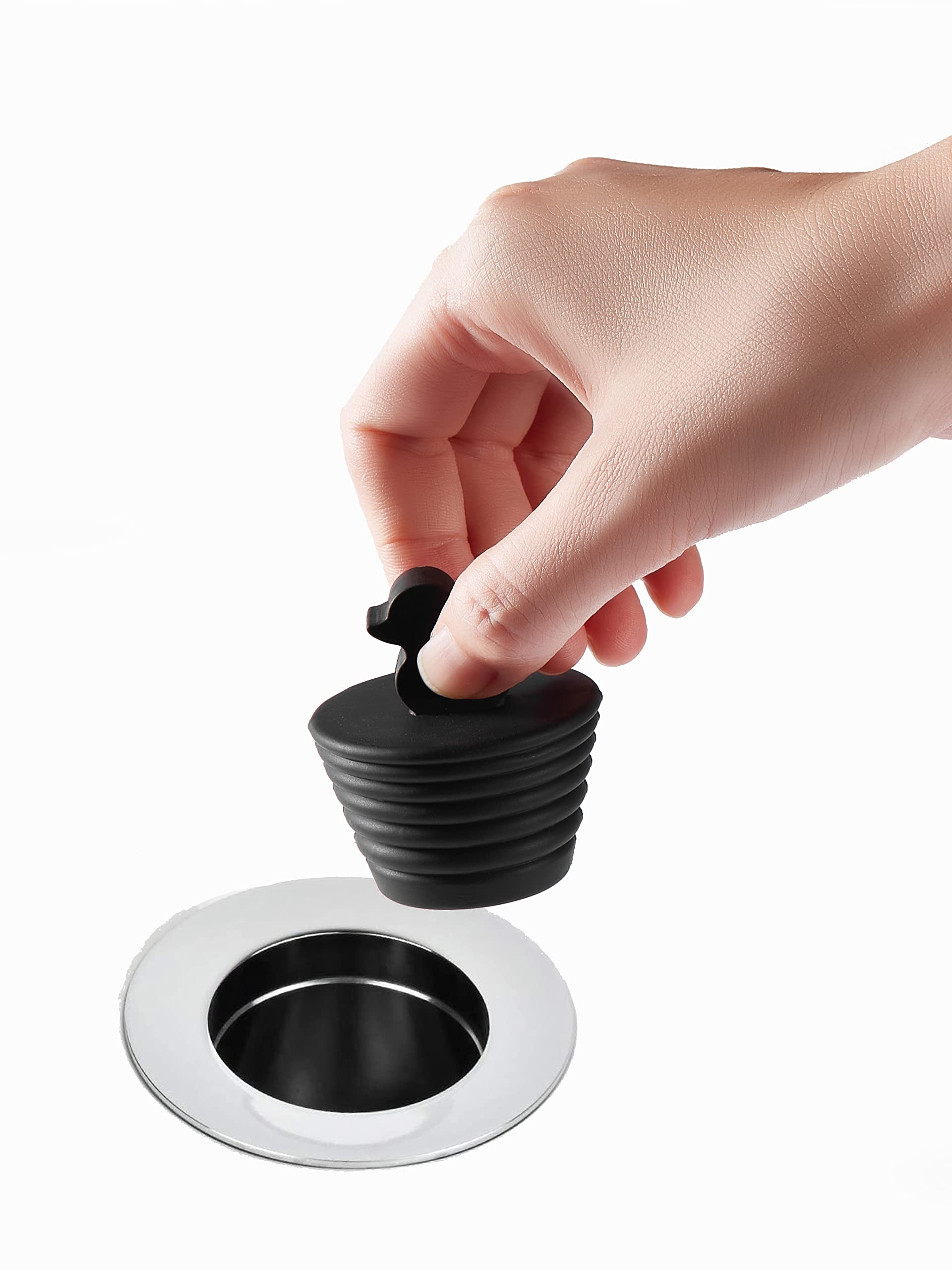 Bathtub Stopper 2 Pcs Universal Tub Stopper Kitchen Silicone Bath Plug Cute Bathtub Drain Stopper Plug for Bathroom Sink and Bathtub Replacement Parts Black&Grey (Patented Design)